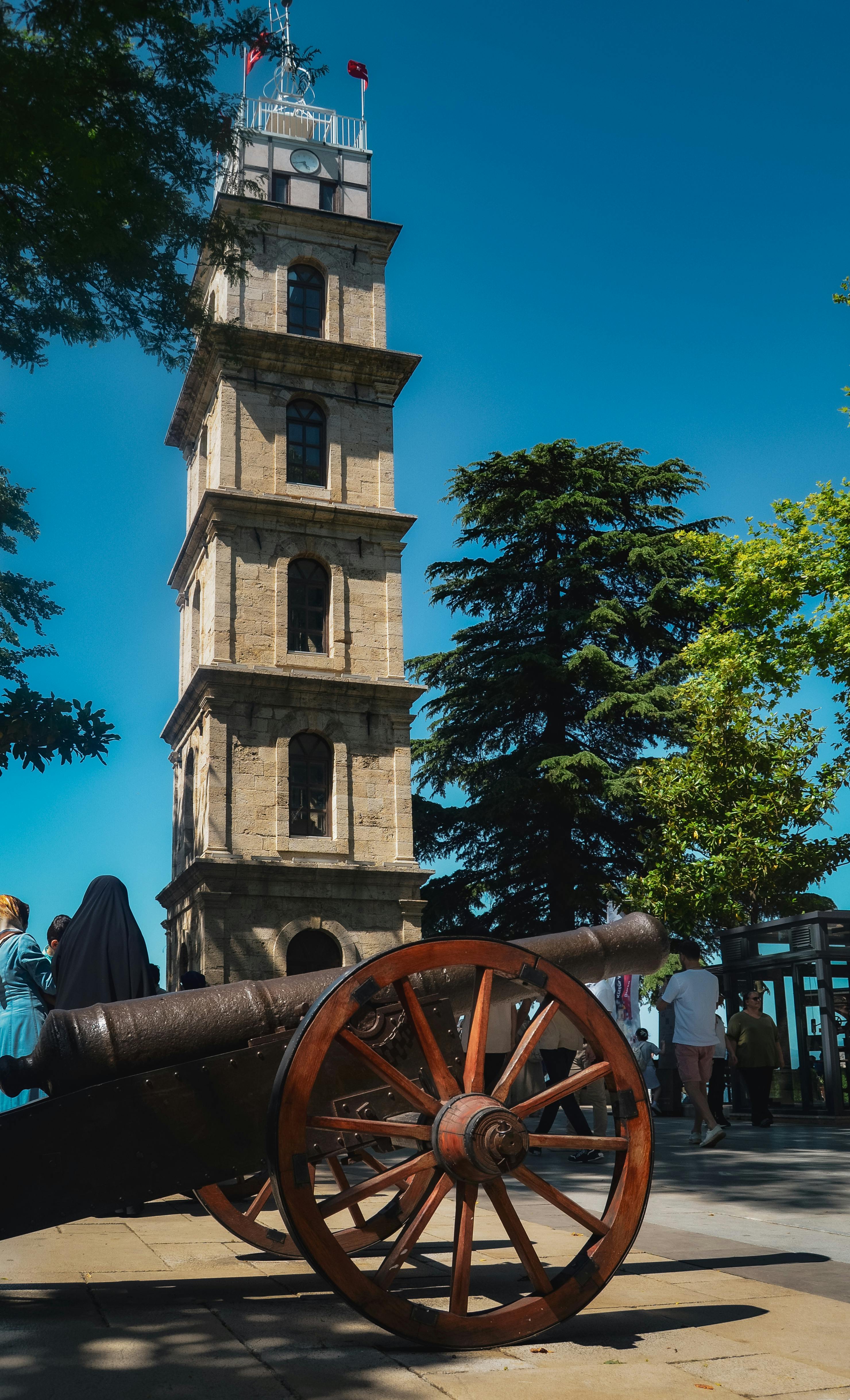 Cannon in front of Tophane-i-Amire Sanjak Tower in Istanbul in Turkey ...