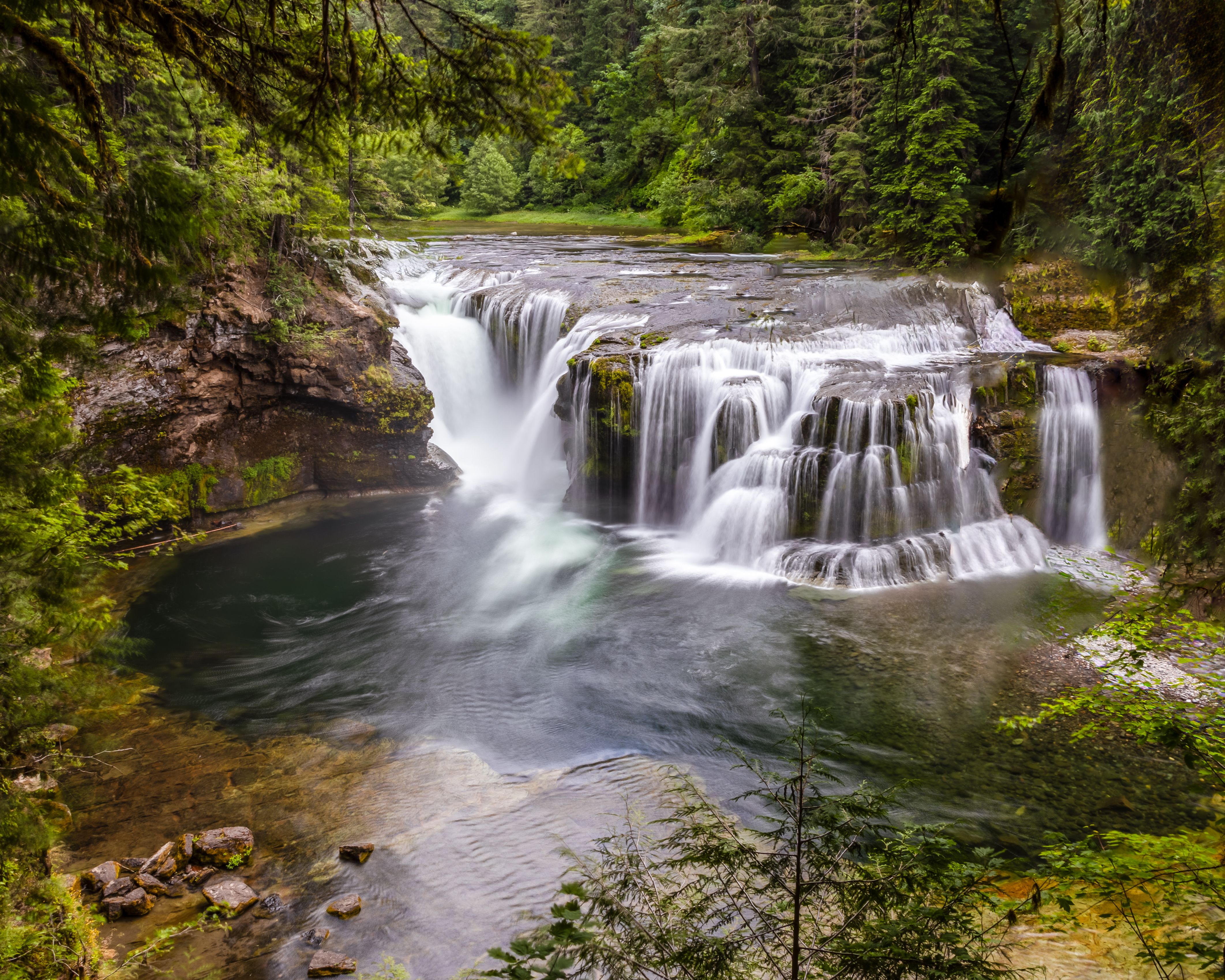 Scenic River and a Waterfall in a Forest · Free Stock Photo