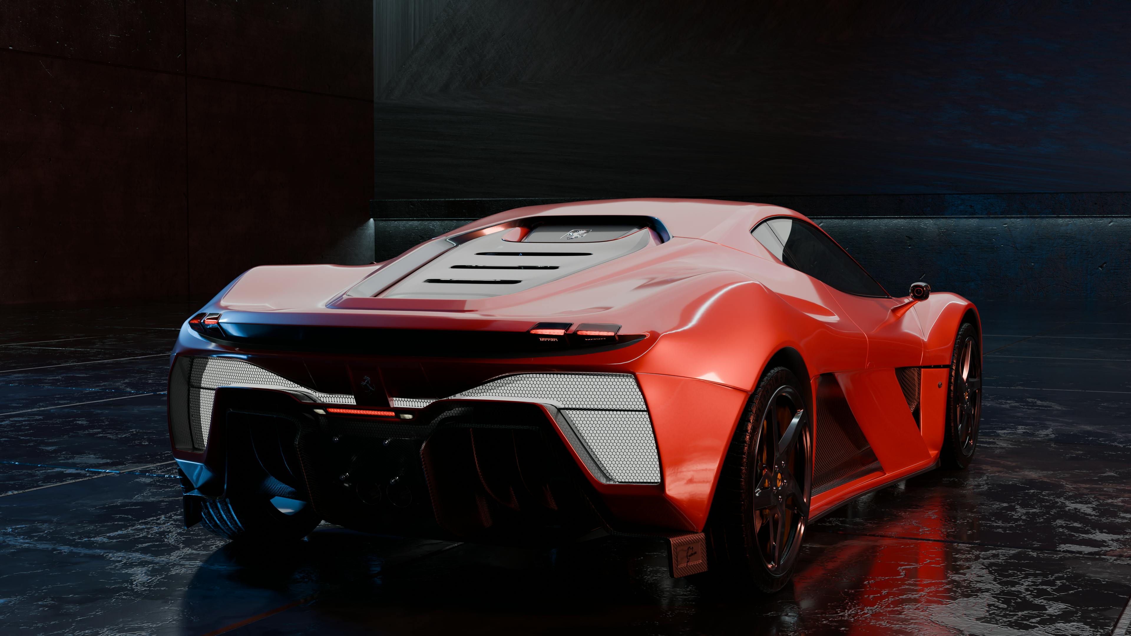 Back View of Red Ferrari · Free Stock Photo