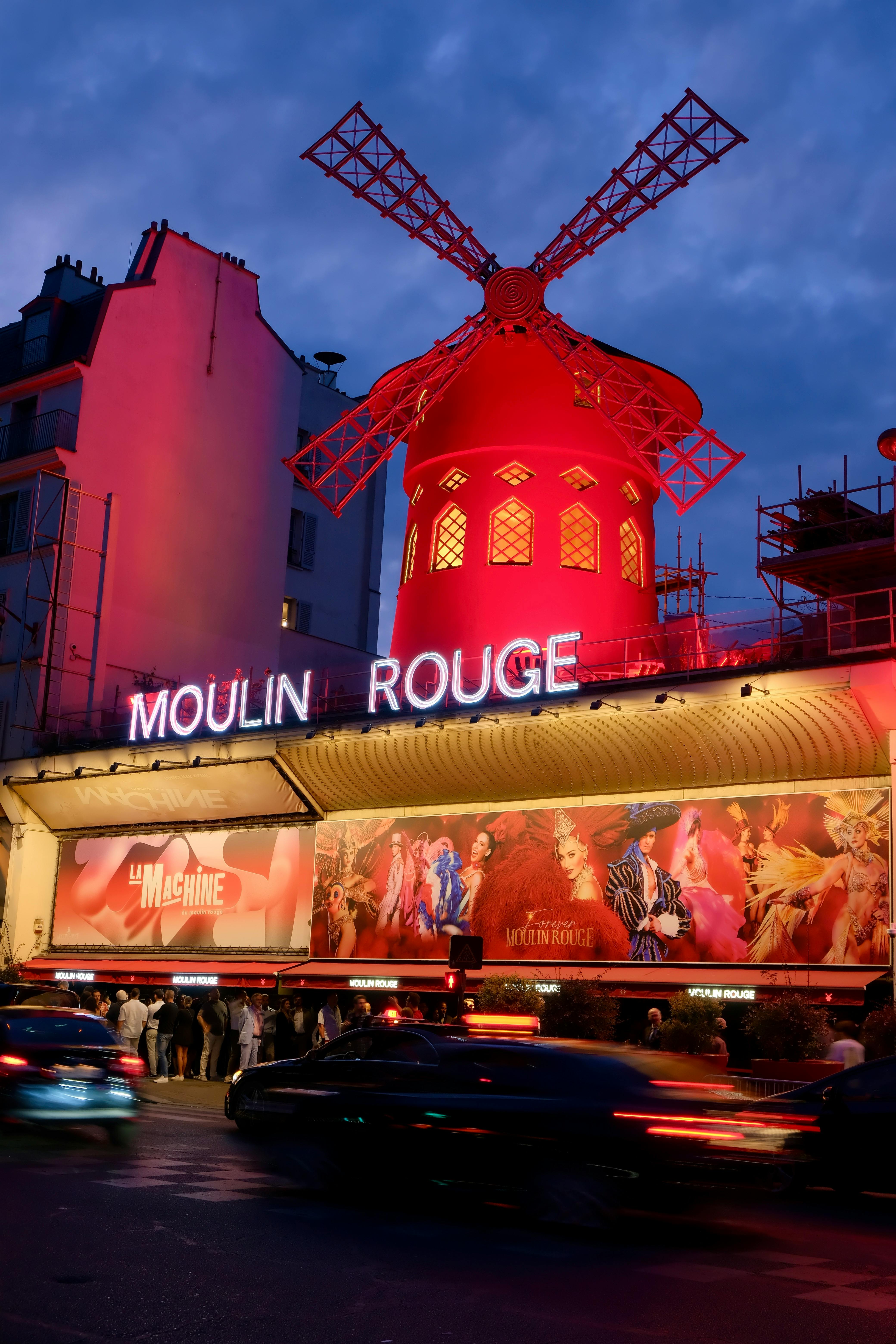 View of Illuminated Moulin Rouge Building in Paris, France · Free Stock ...