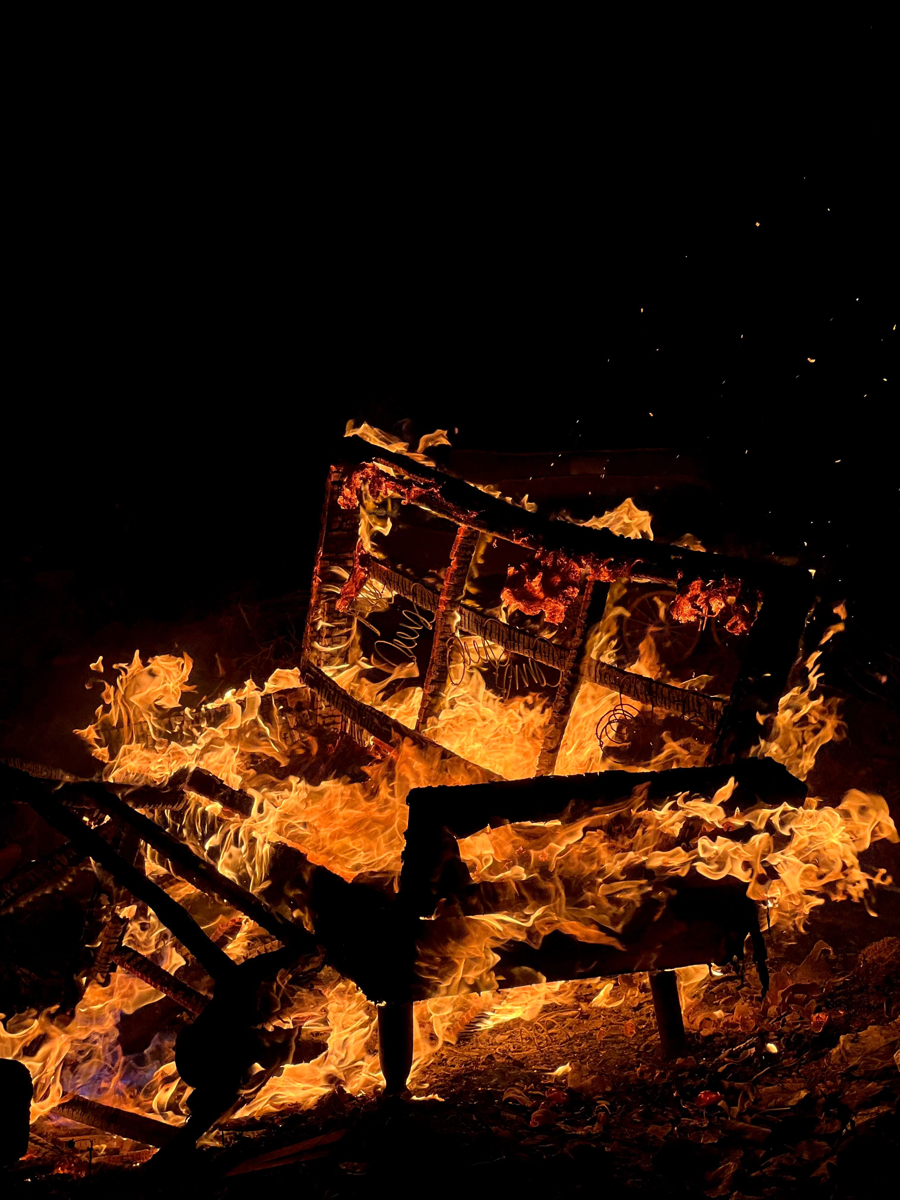 Photo of a Burning Wooden Construction · Free Stock Photo