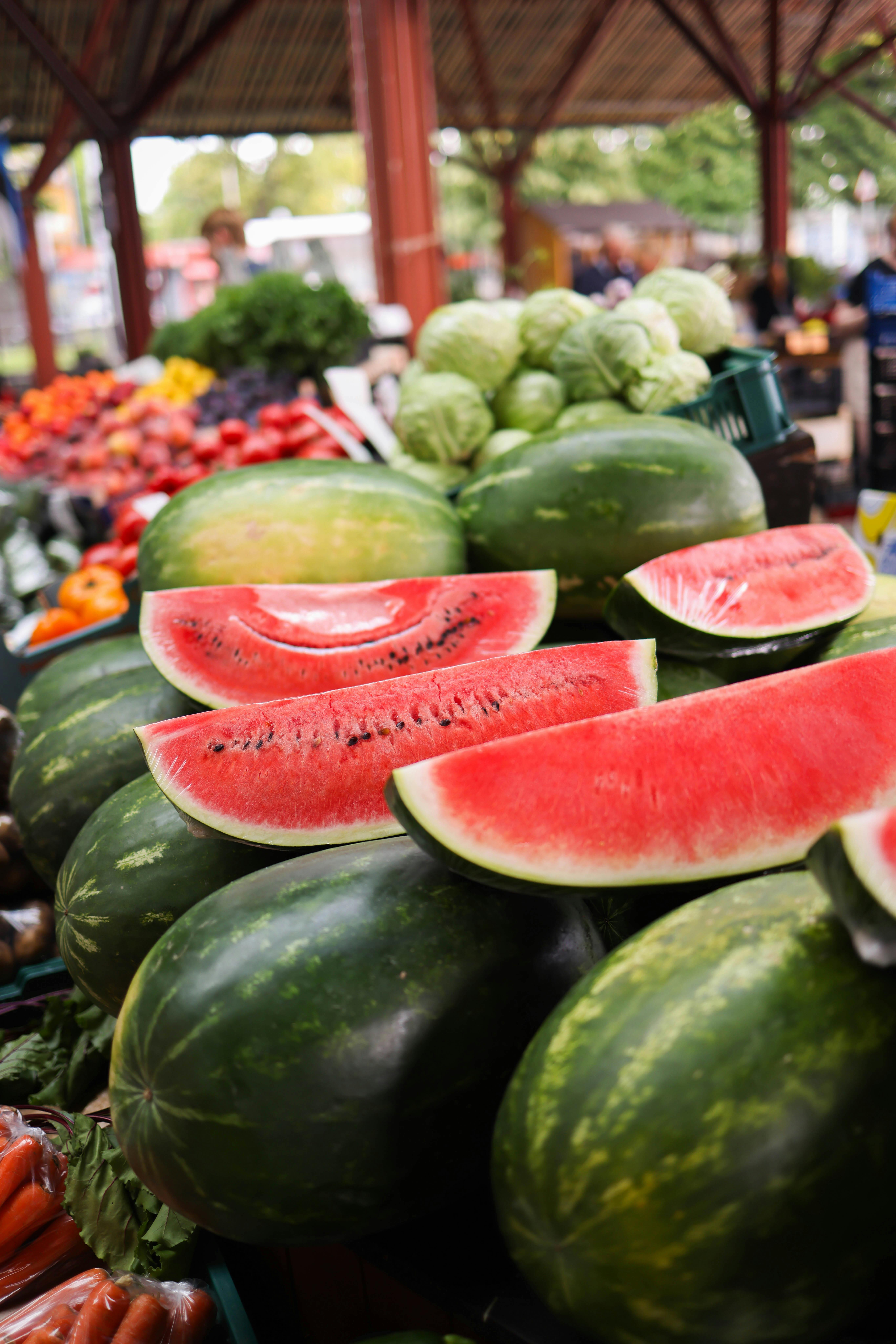 Sliced Watermelons in a Market · Free Stock Photo