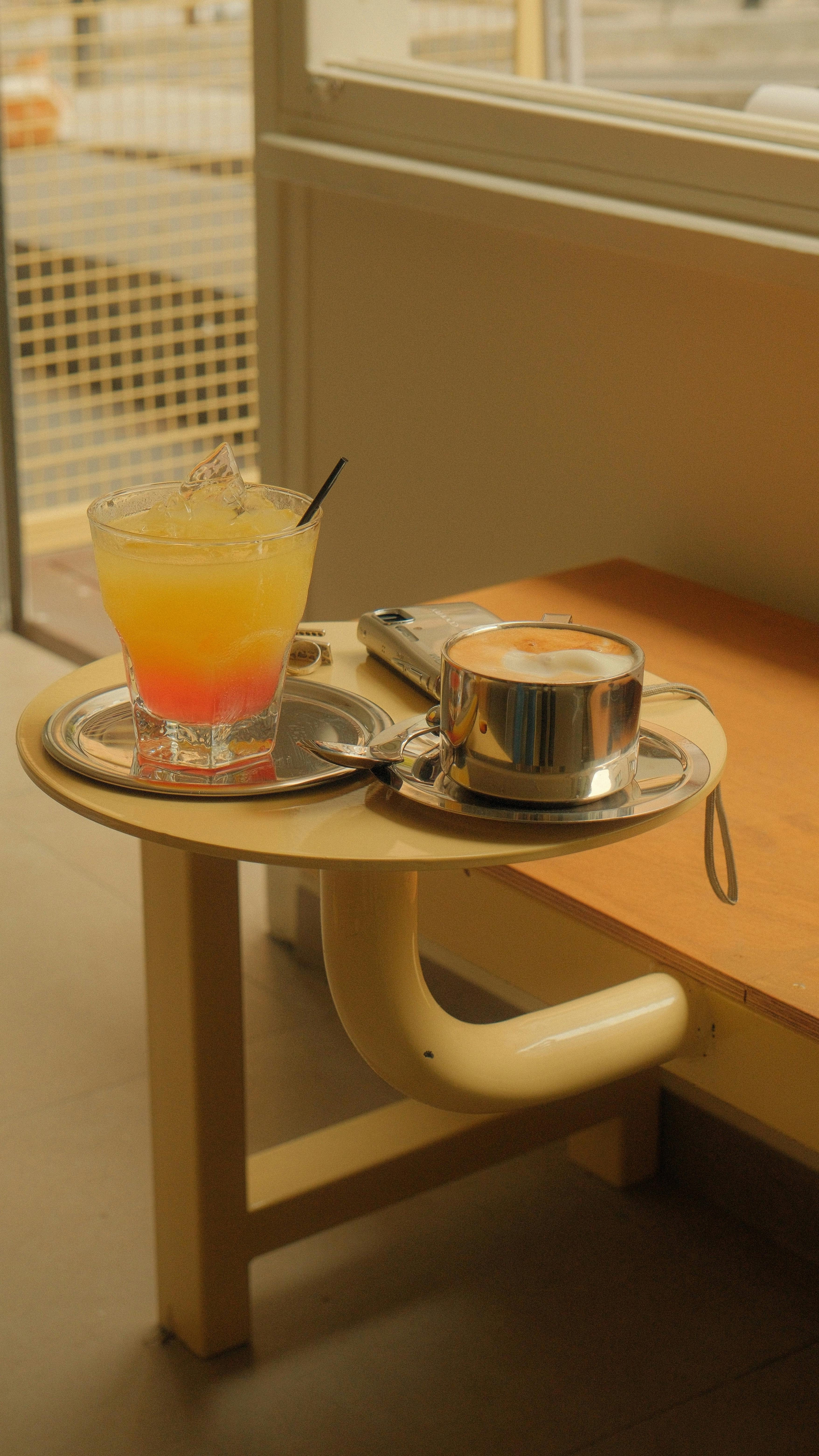 Coffee and Fruit Cocktail in Cafe · Free Stock Photo