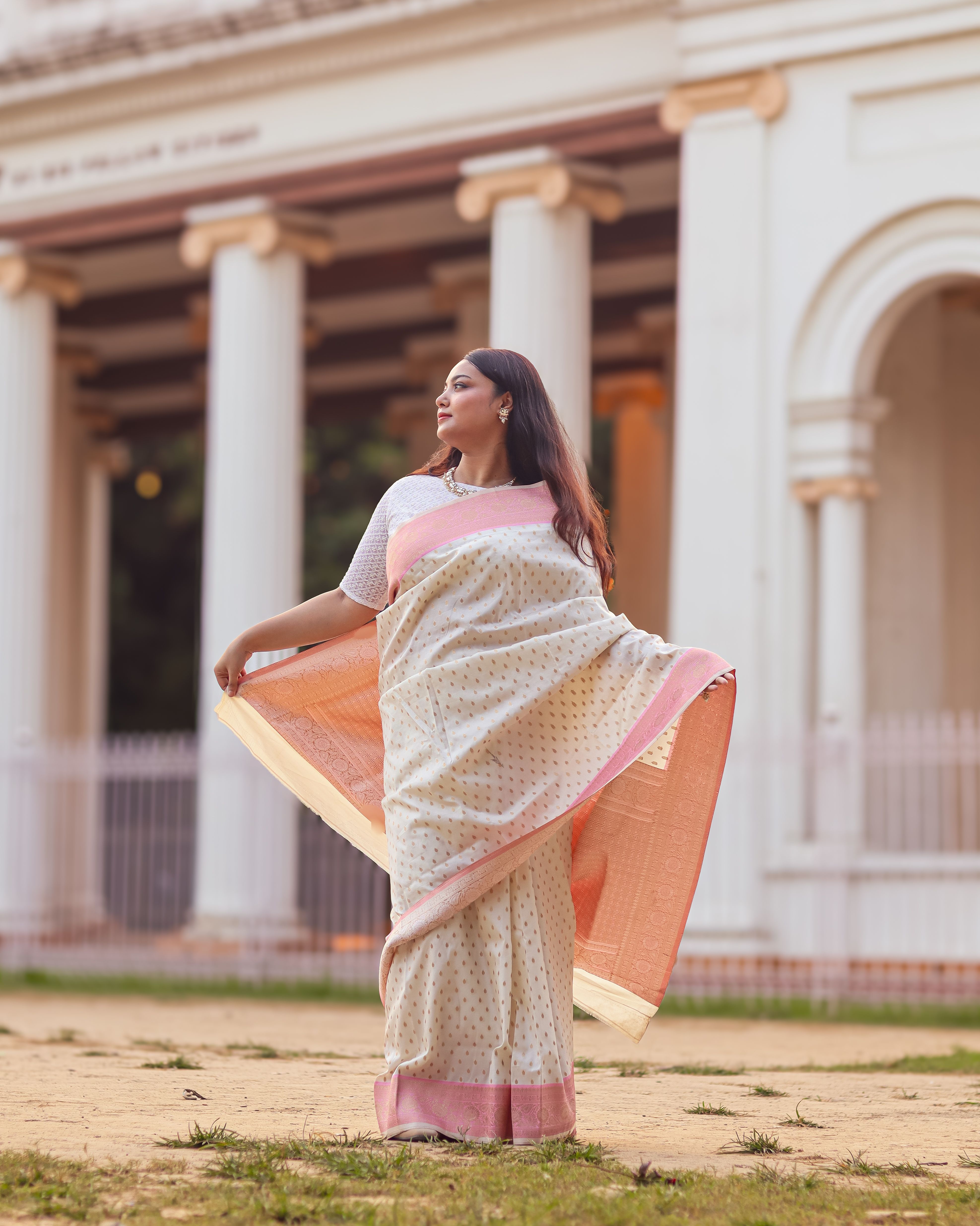 A Young Woman in a Sari Posing Outside · Free Stock Photo
