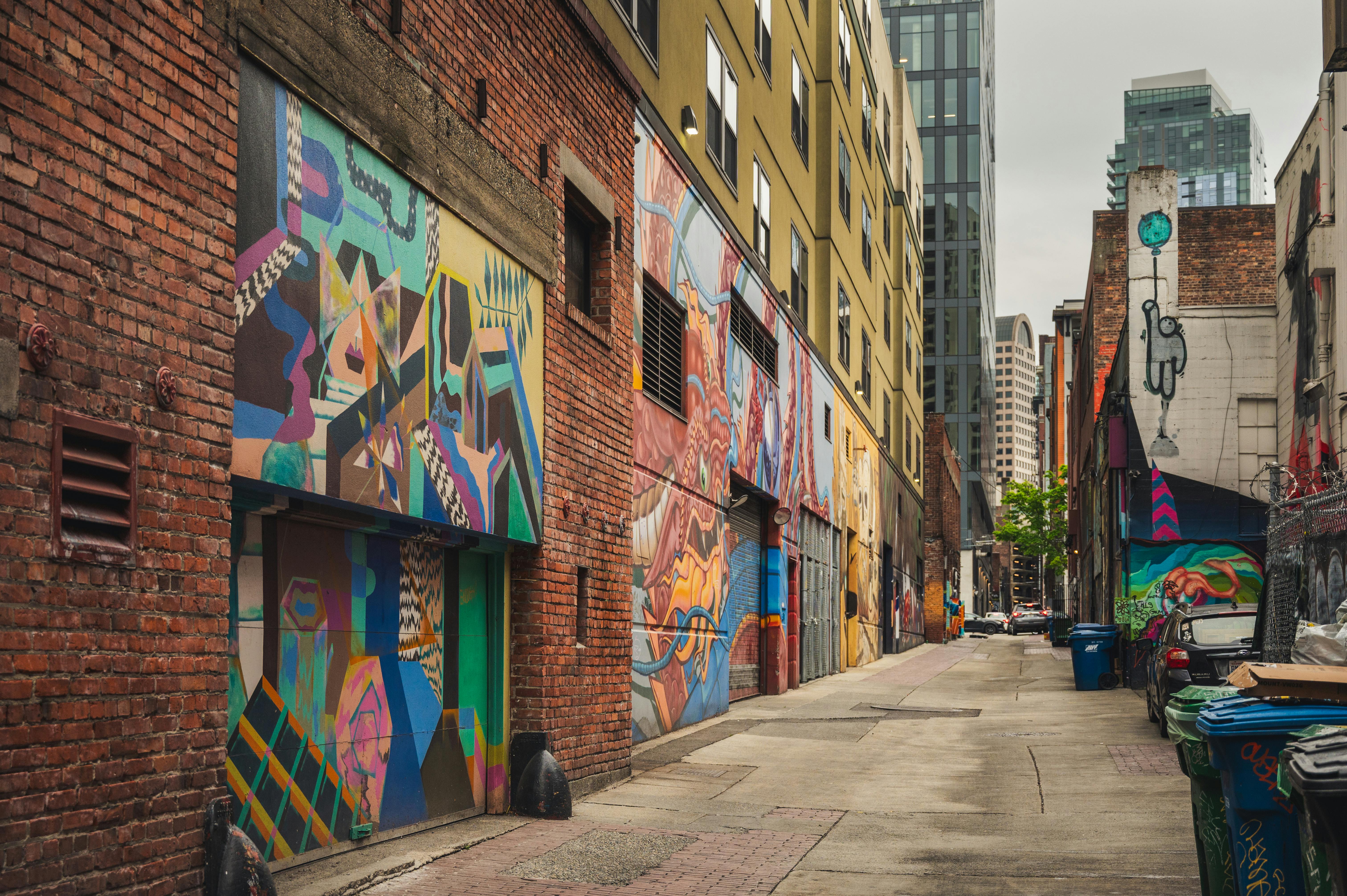 A street with colorful graffiti on it · Free Stock Photo