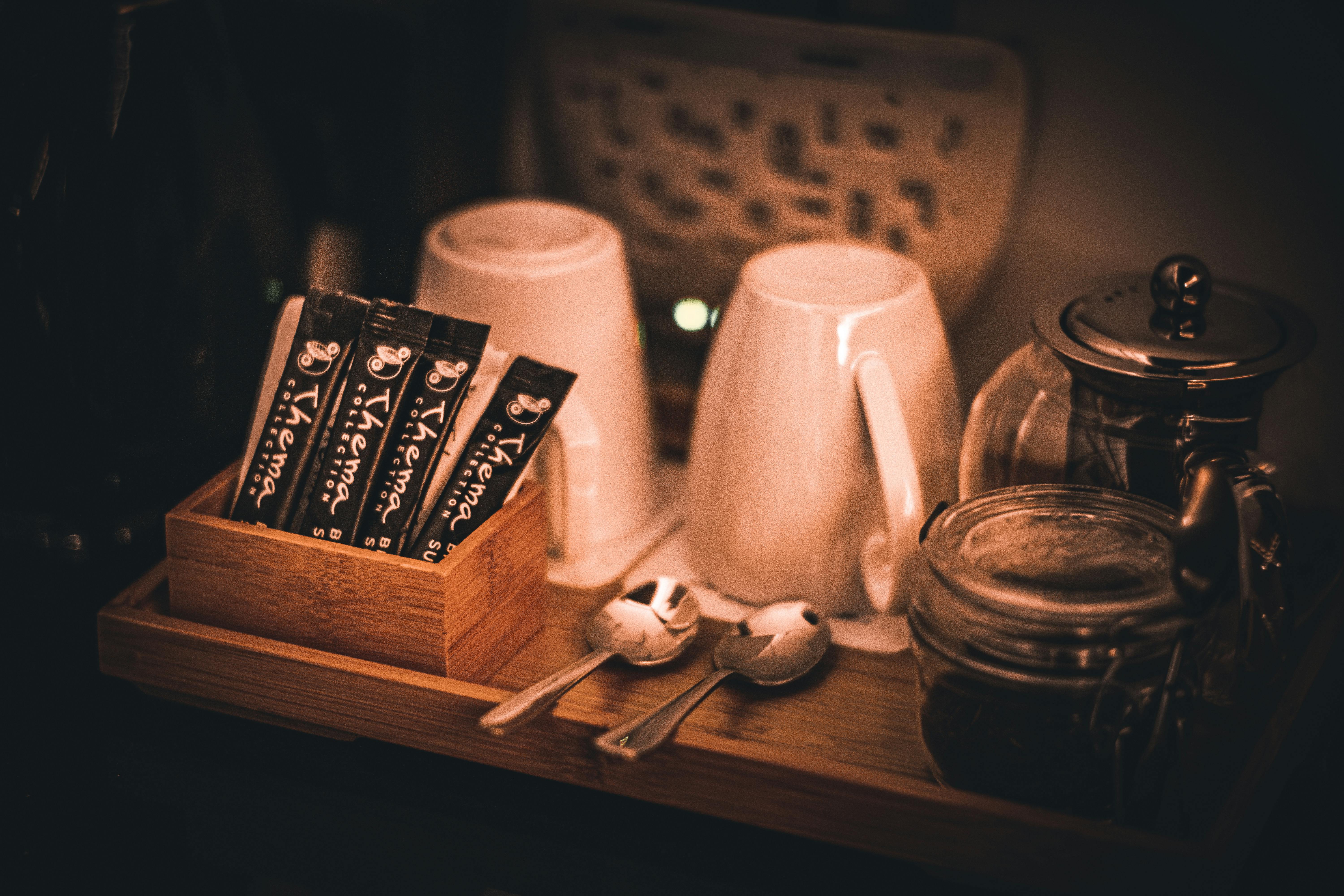 A Tray with Mugs and Tea Making Equipment · Free Stock Photo