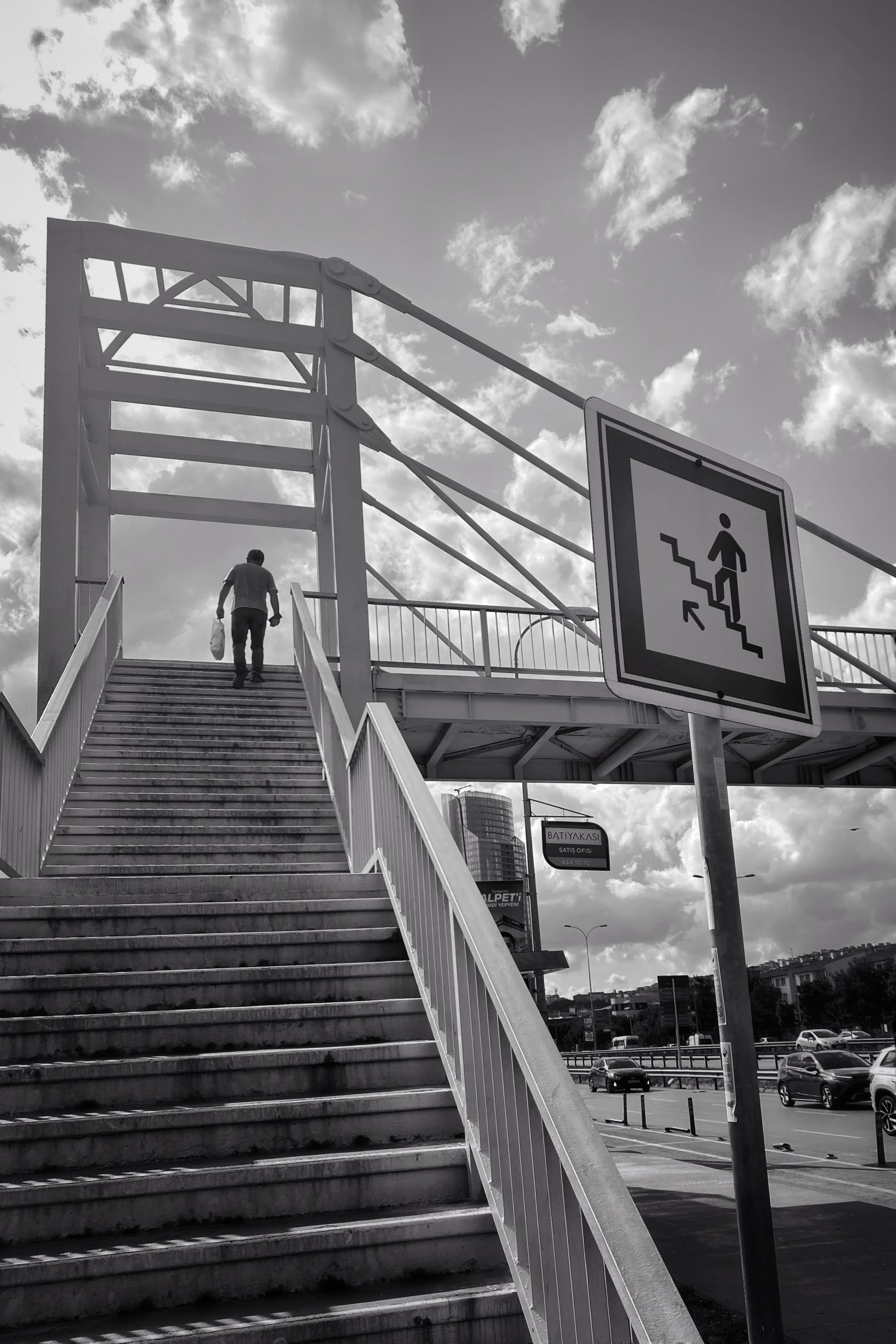 Black and White Photo of the Stairs of a Pedestrian Bridge · Free Stock ...