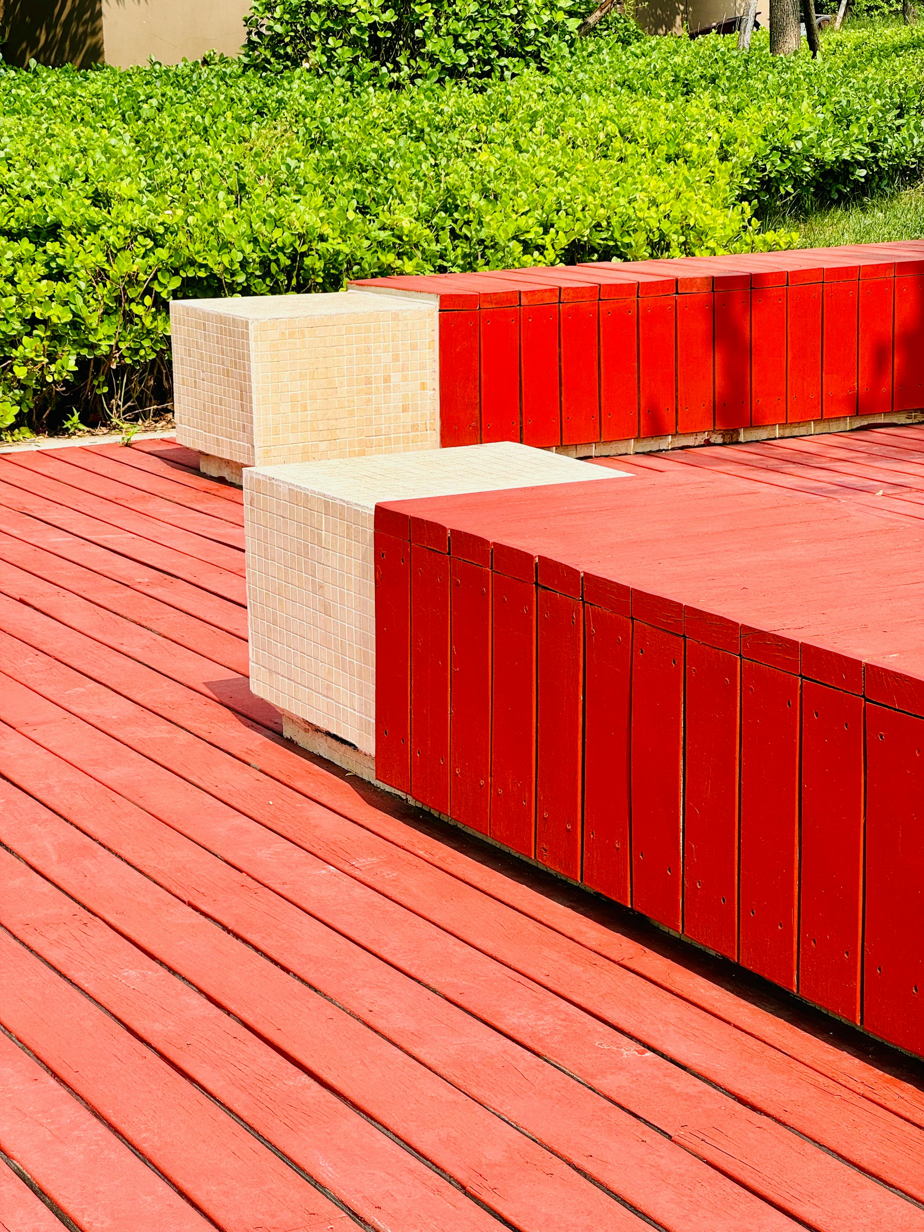 Red Wooden Benches · Free Stock Photo