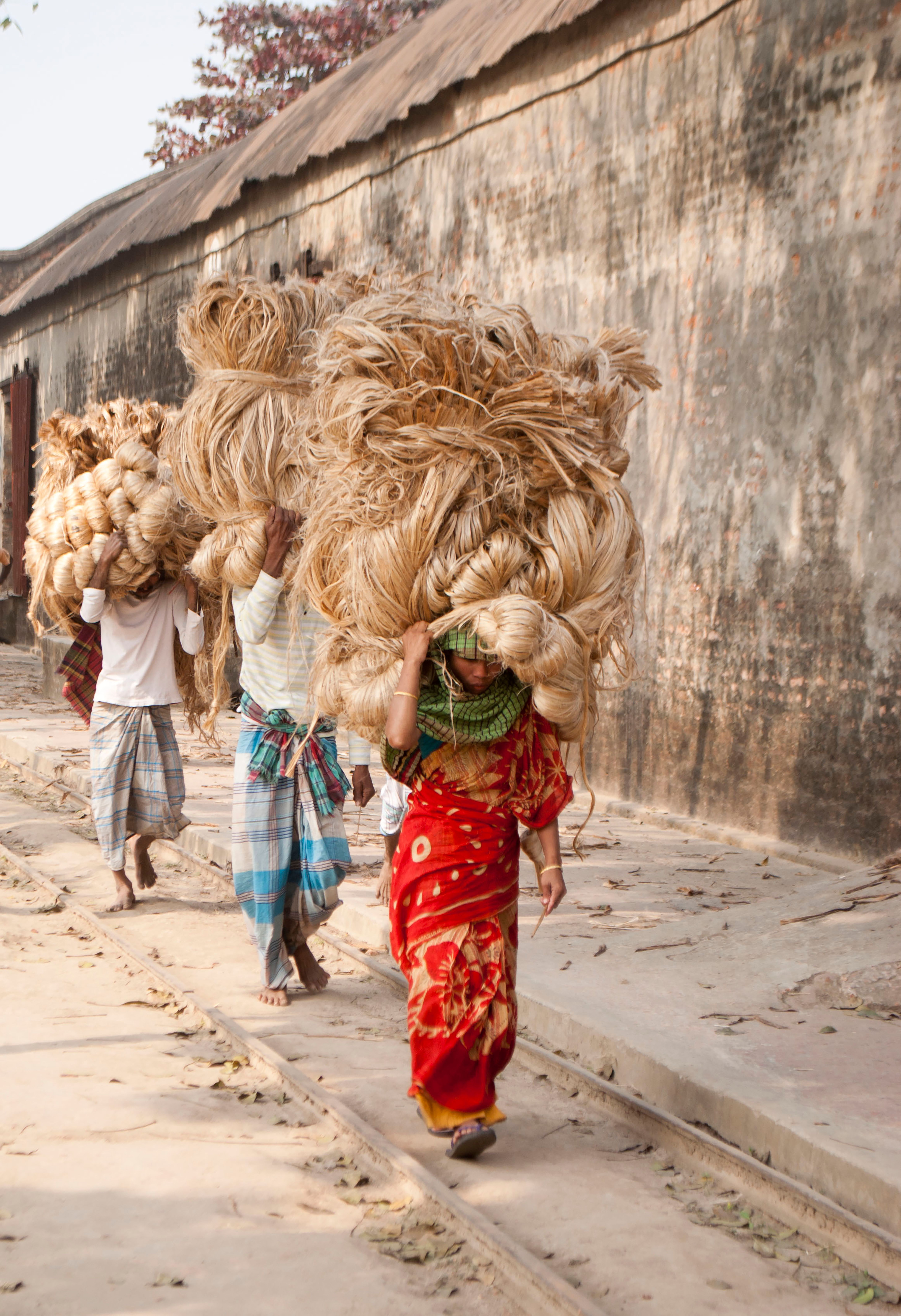 Three People Carrying Hay · Free Stock Photo