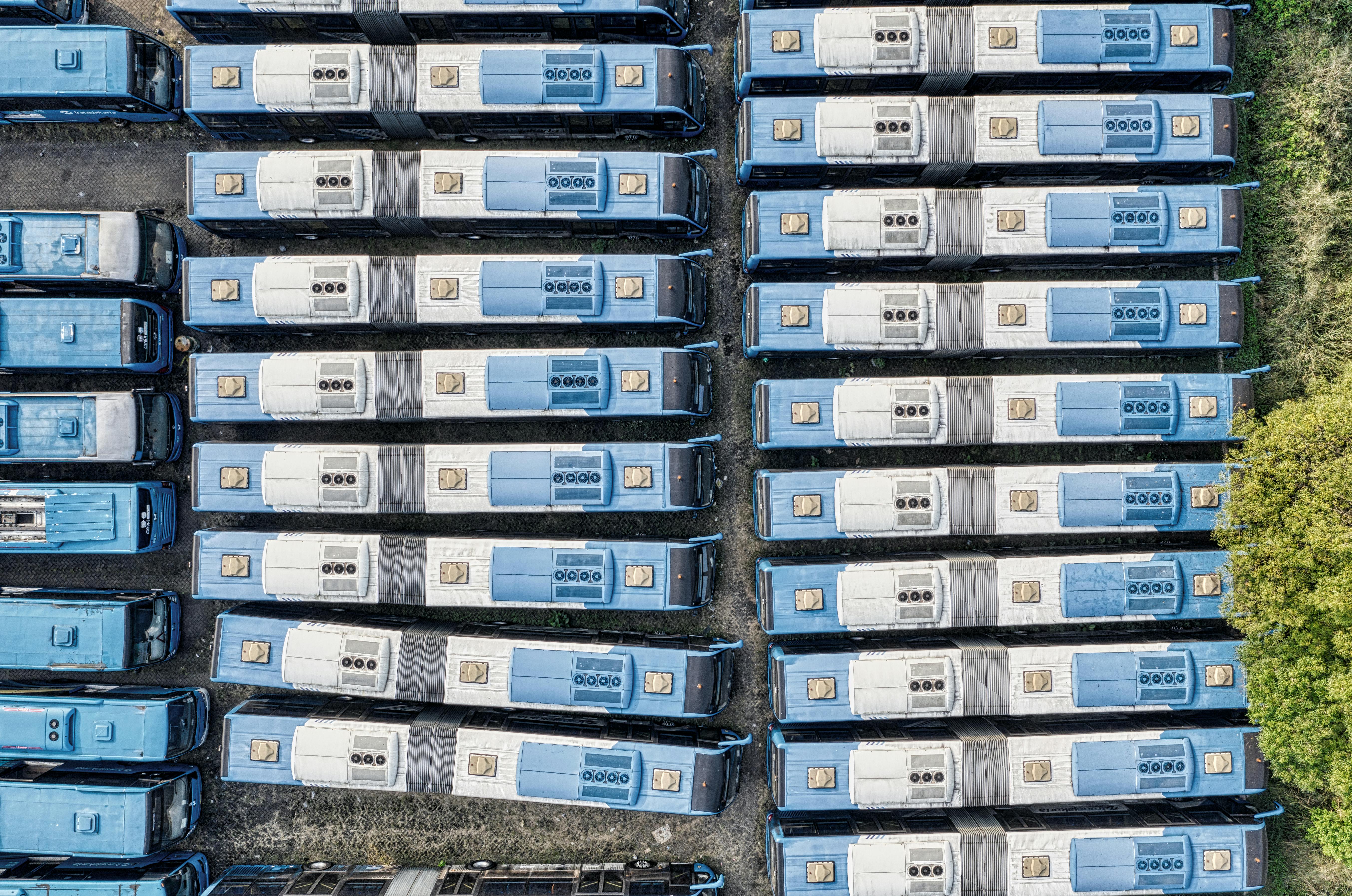 Aerial Photography of Buses · Free Stock Photo