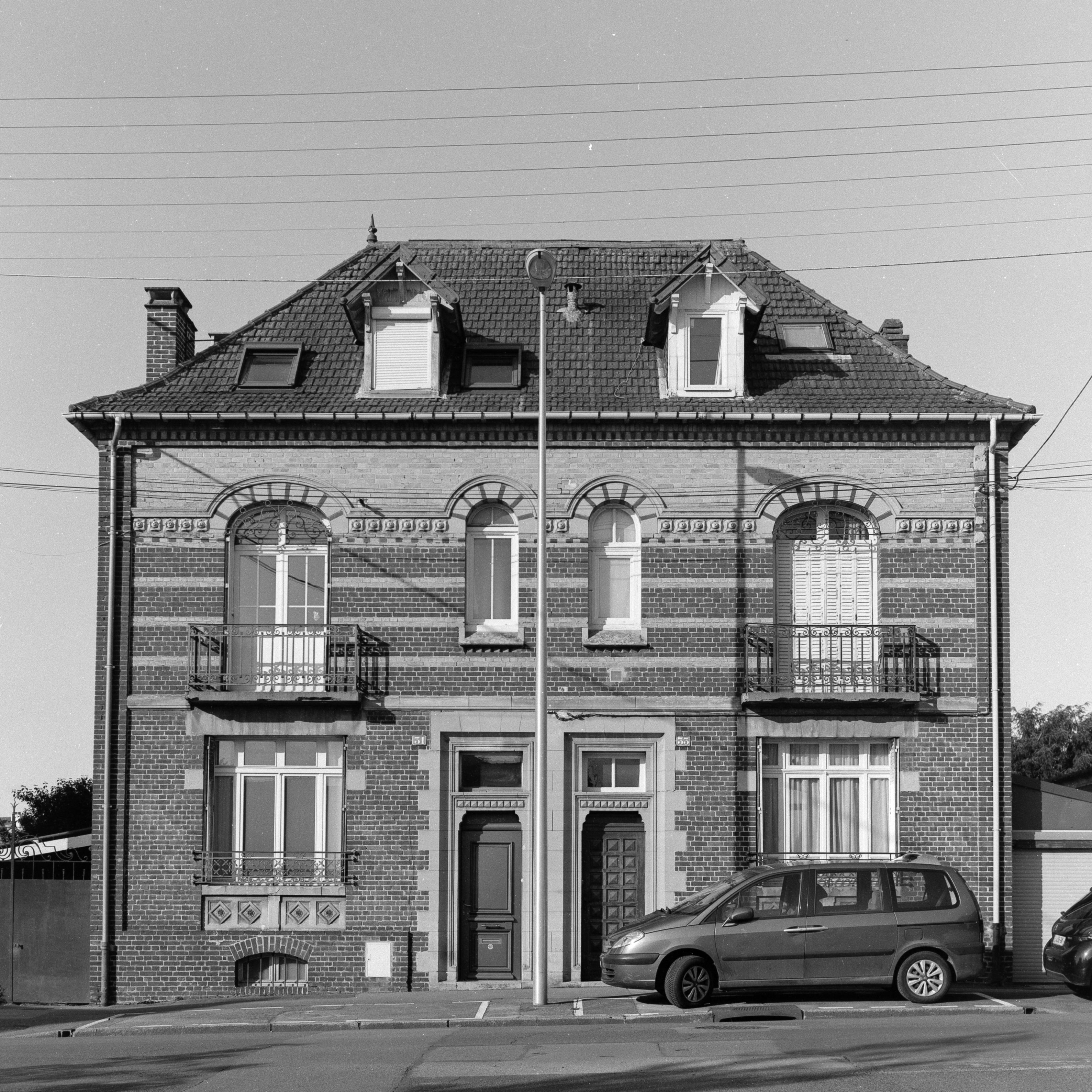 Old Brick Semi-detached Duplex House by Street · Free Stock Photo
