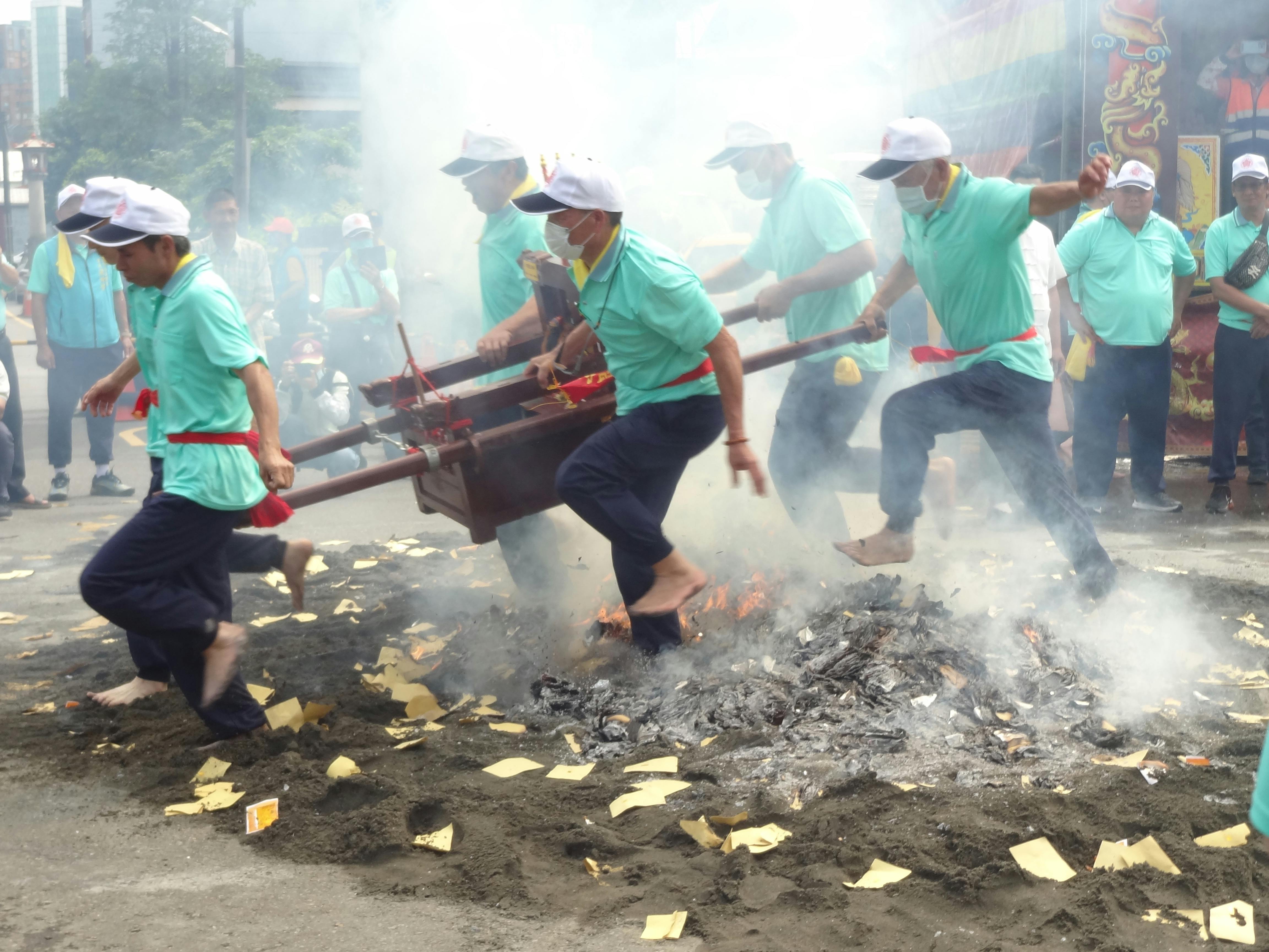 Men Walking through Bonfire in Traditional Ceremony · Free Stock Photo