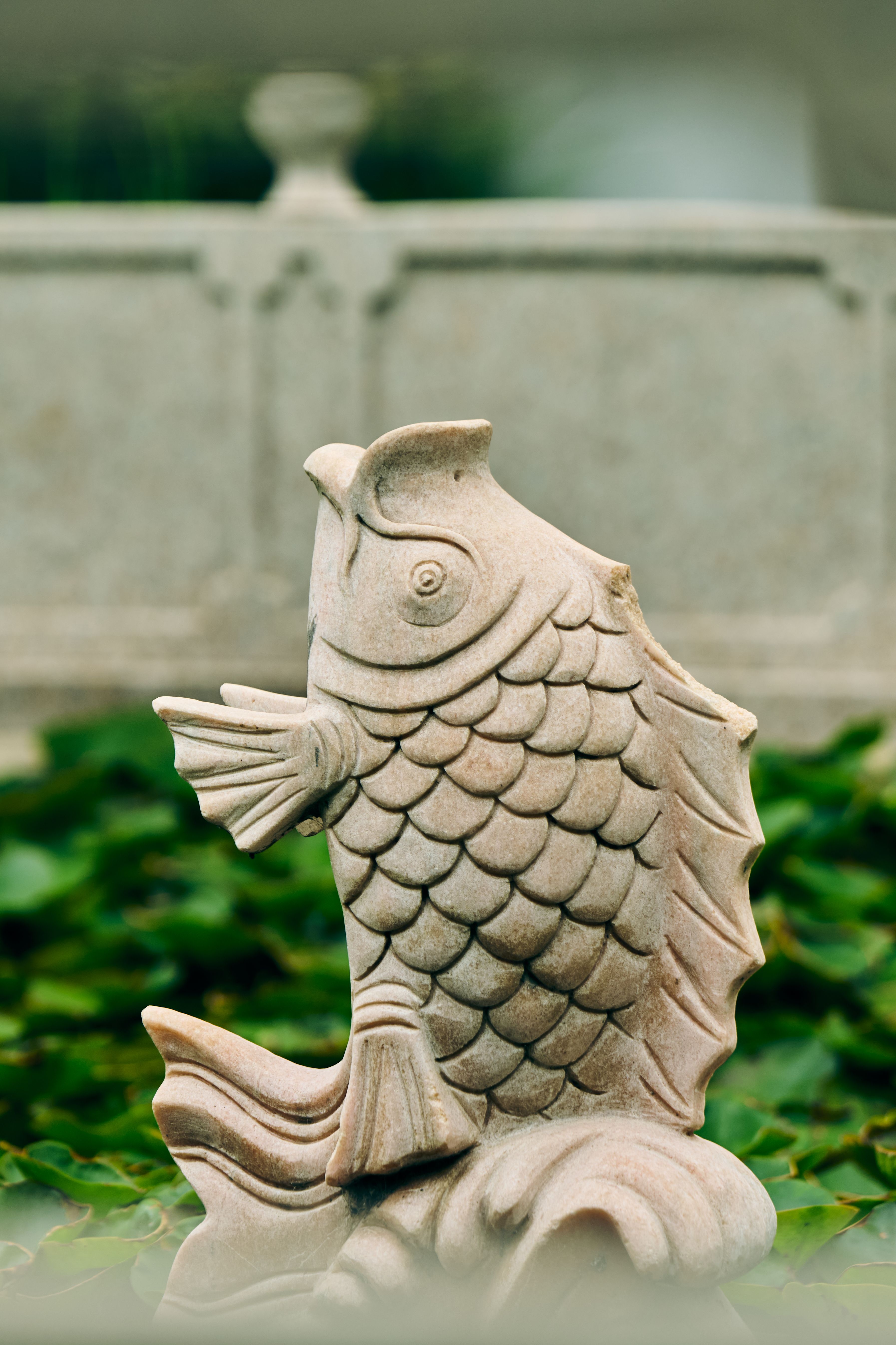 Close-up of a Fish Statue in a Garden · Free Stock Photo