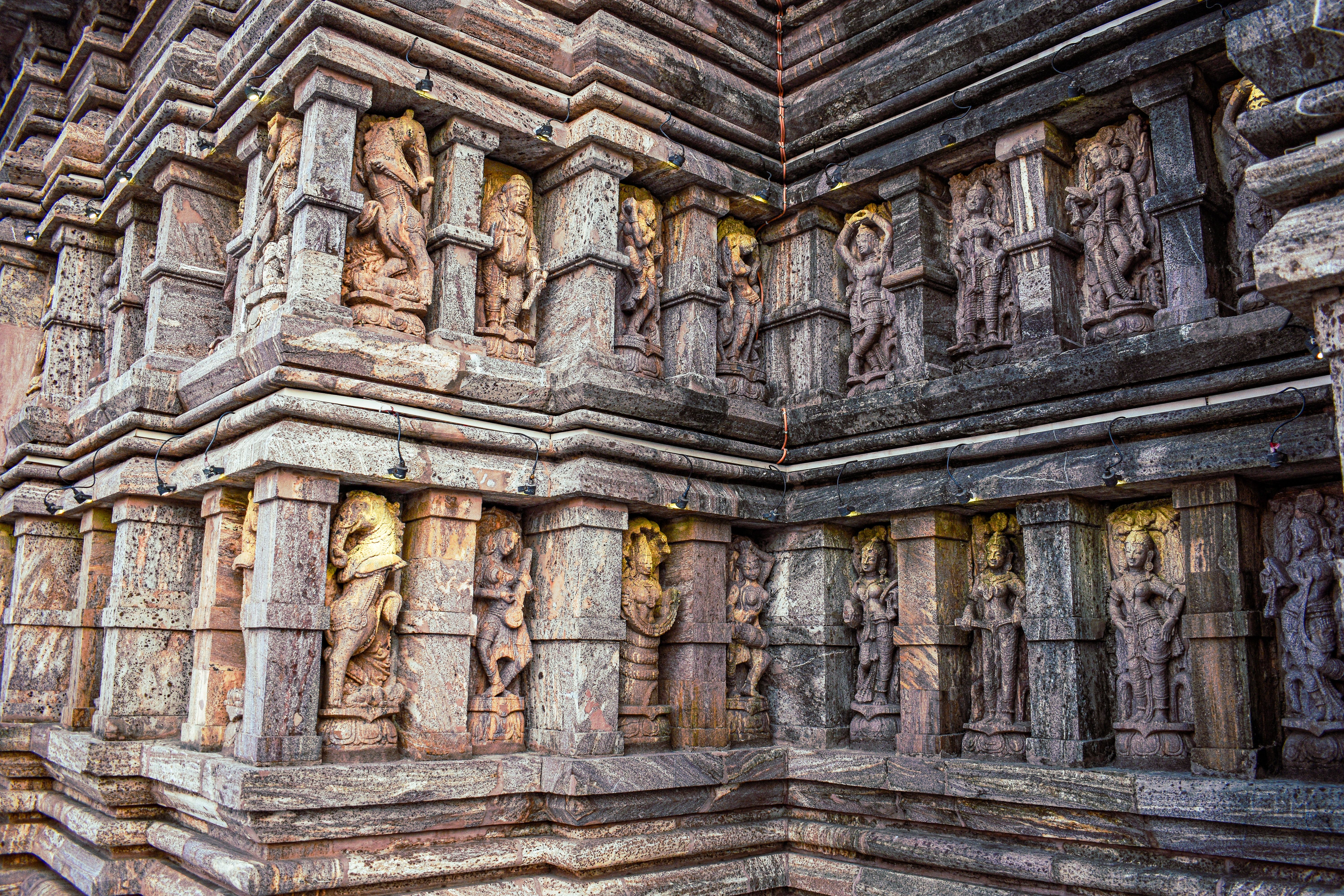 Exterior of a Temple with Carved Statues · Free Stock Photo