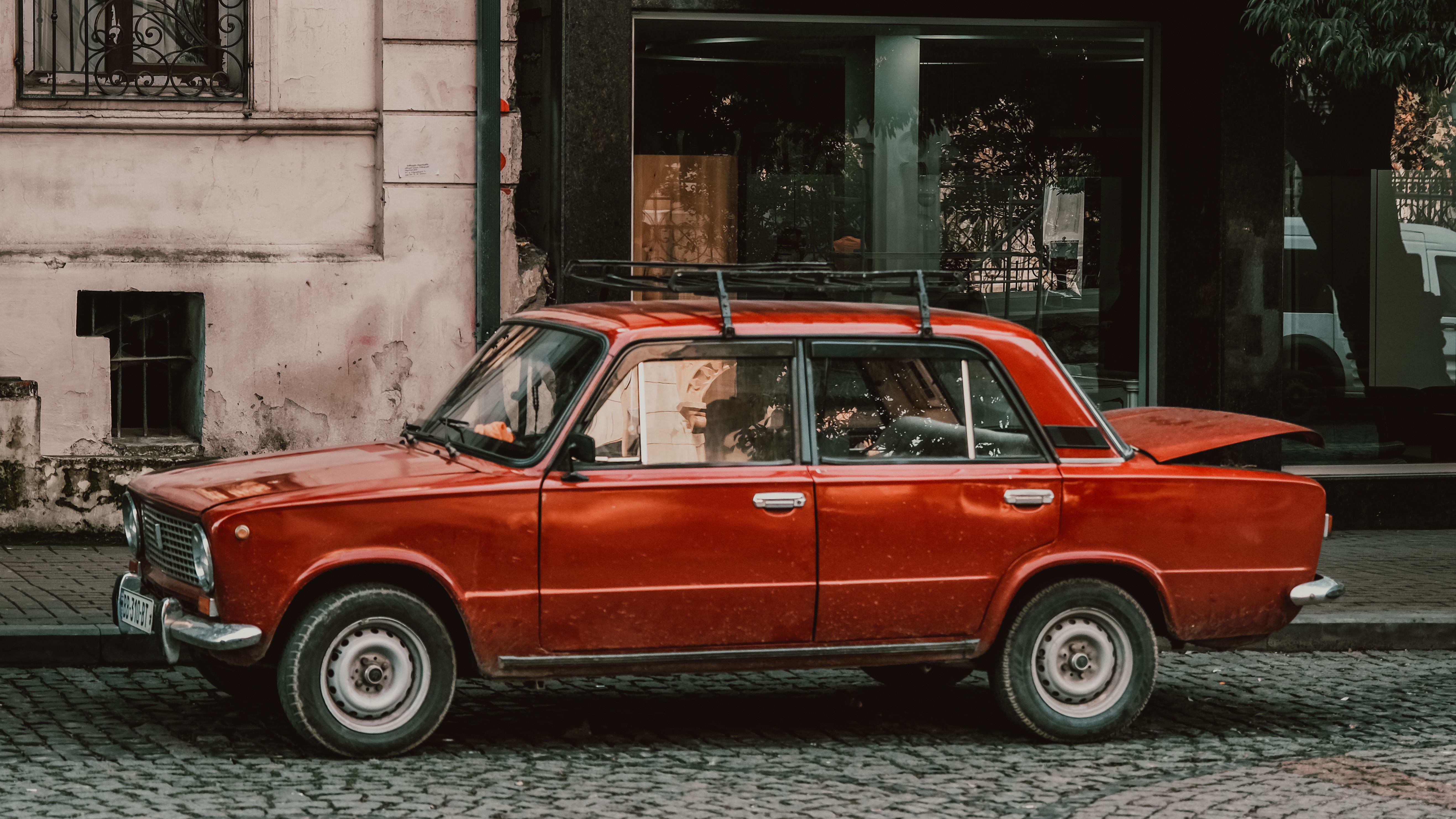 Old Classic Lada Car Parked on Side of Street · Free Stock Photo