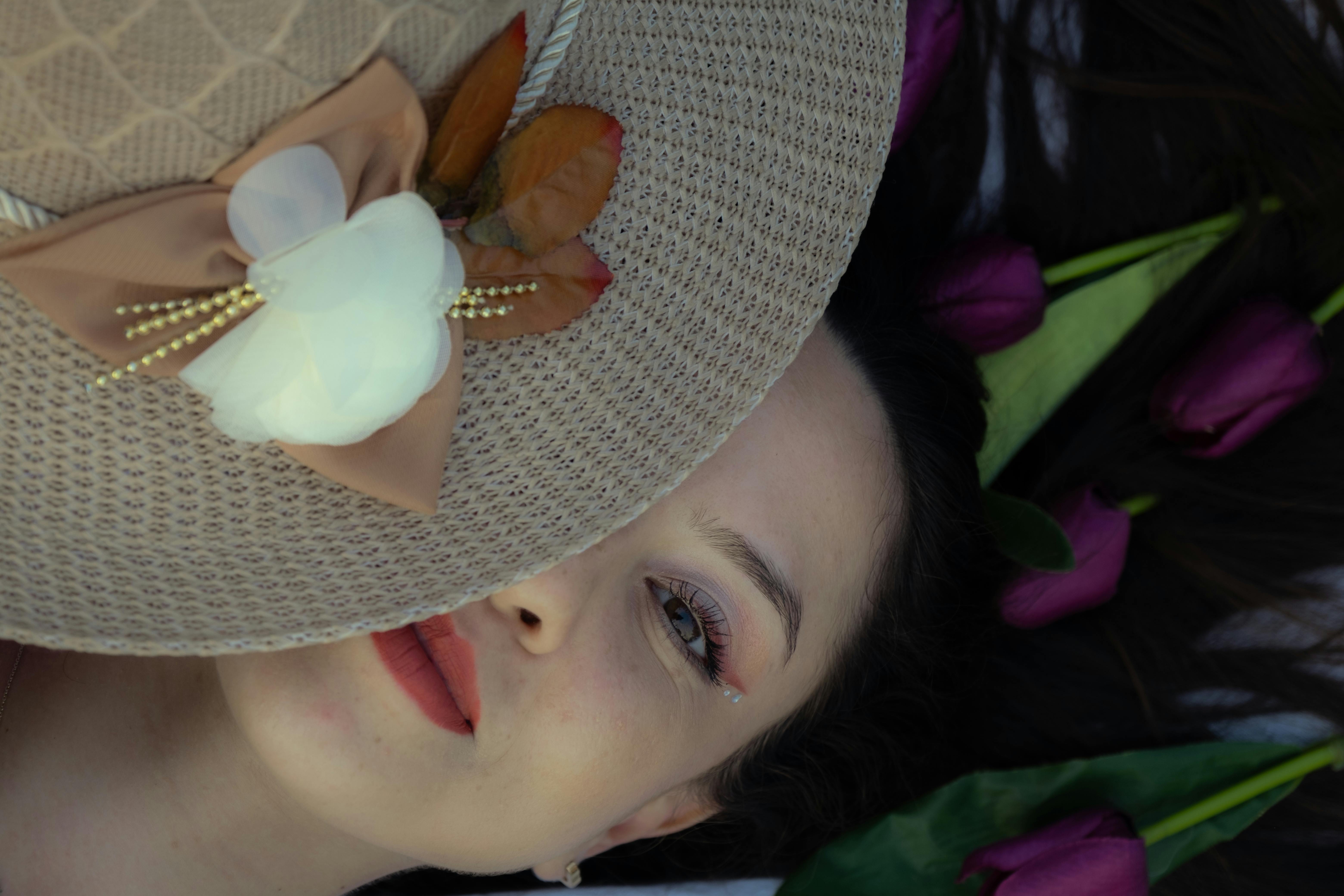 Woman Face behind Hat · Free Stock Photo