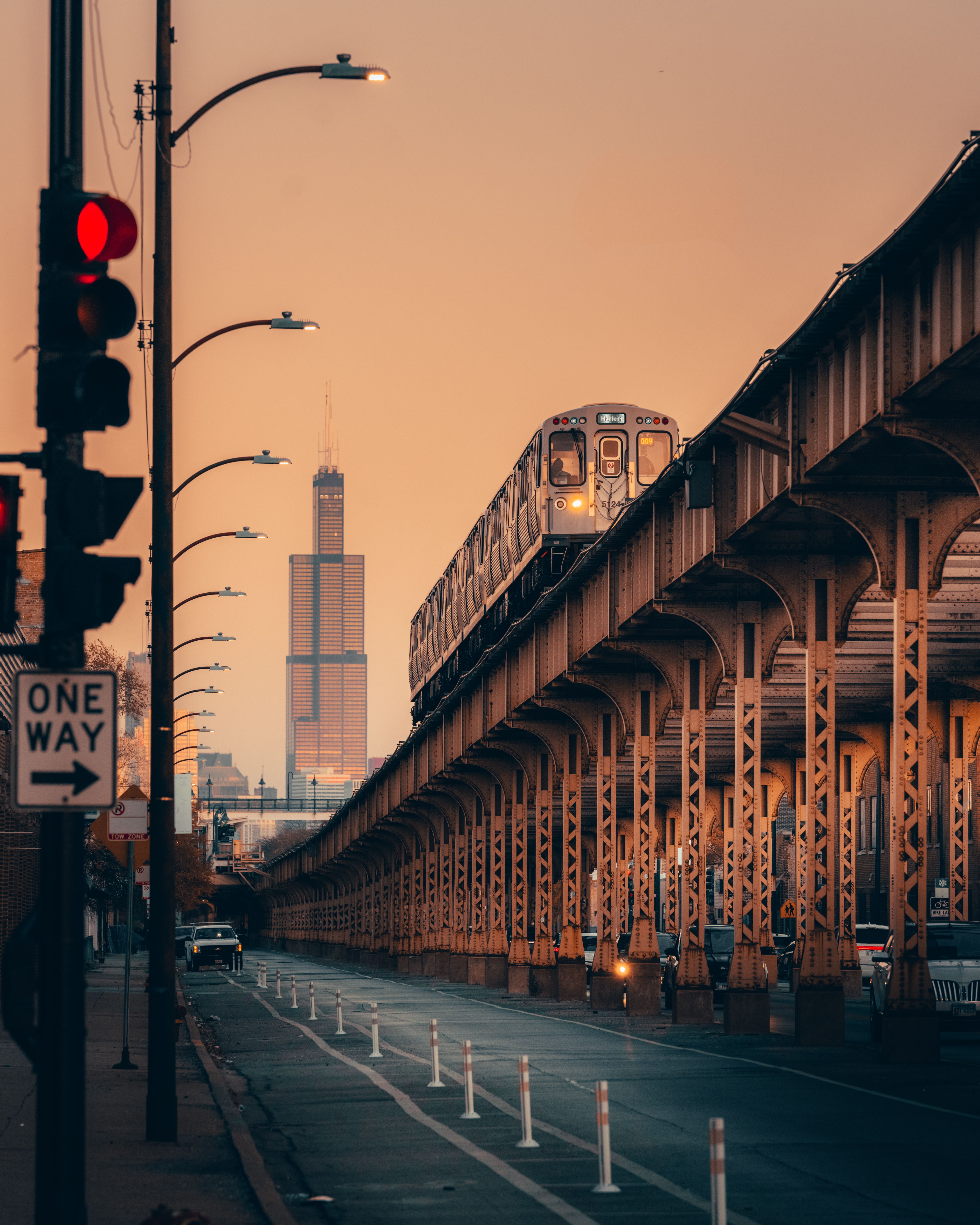 View of a Train on an Elevated Railway in Chicago, Illinois, USA · Free ...