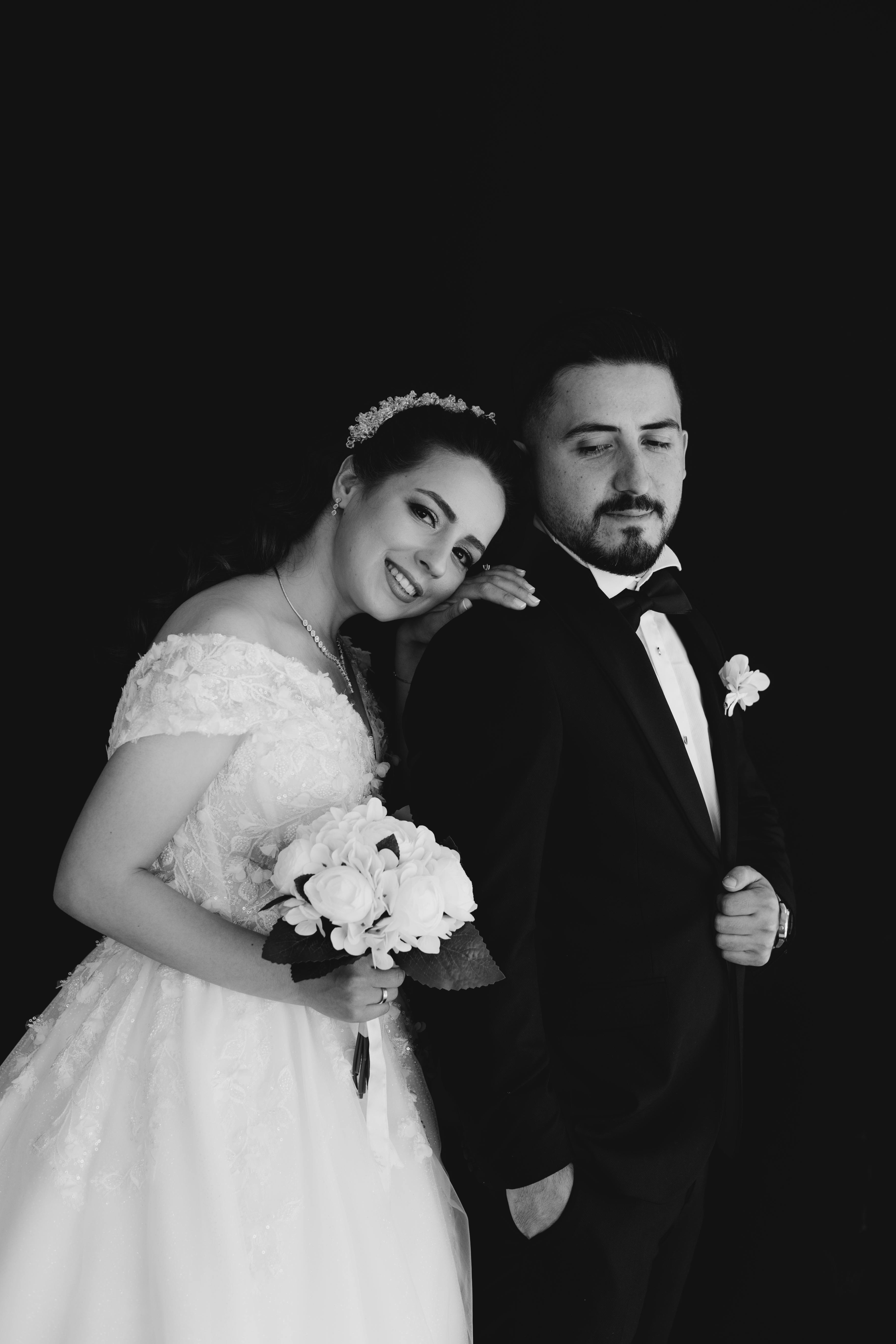 A black and white photo of a bride and groom · Free Stock Photo