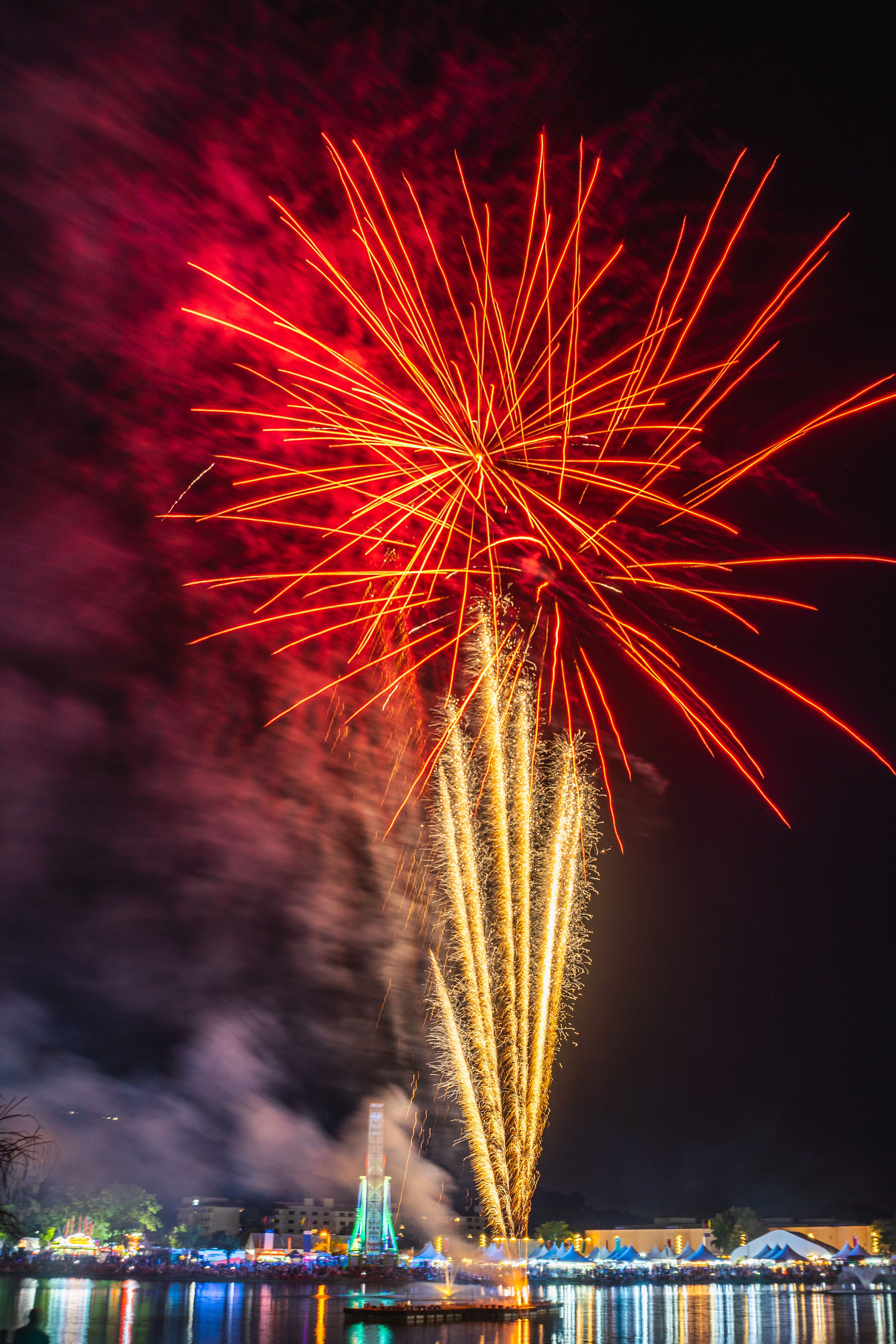 Red Light of Fireworks at Night · Free Stock Photo