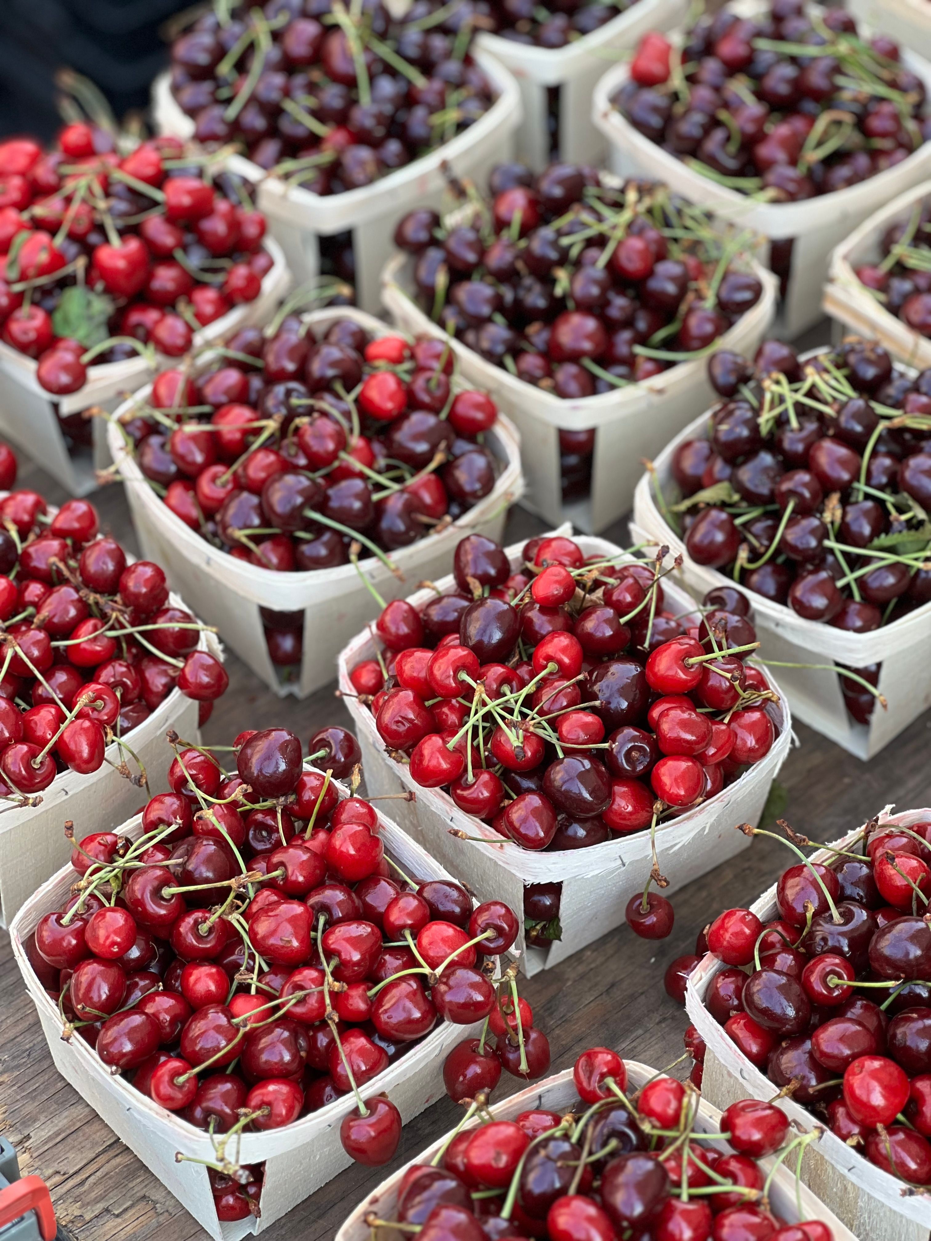 Baskets of Cherries at the Stall · Free Stock Photo