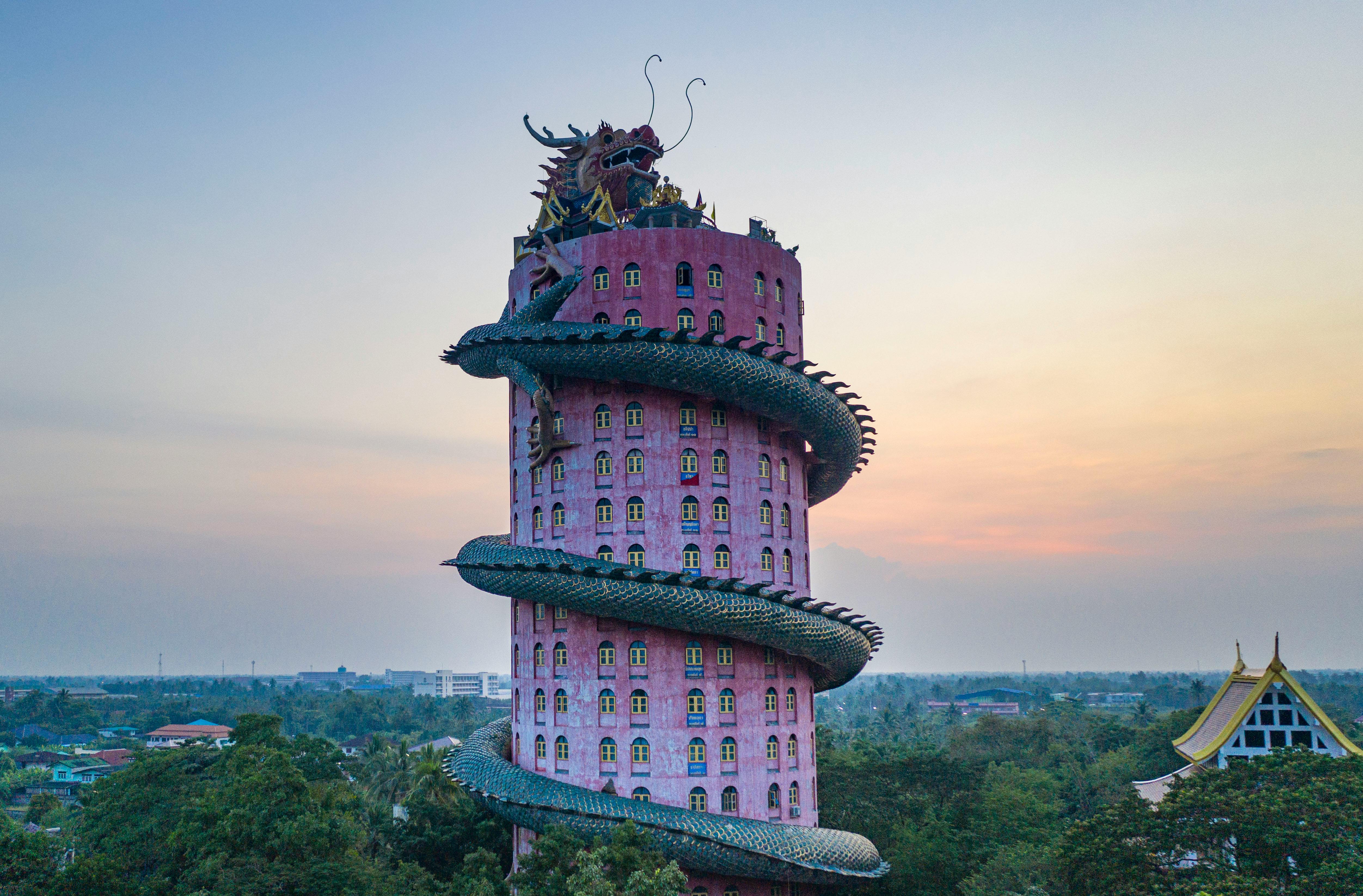 Wat Sam Phran Temple in Bangkok at Sunset · Free Stock Photo