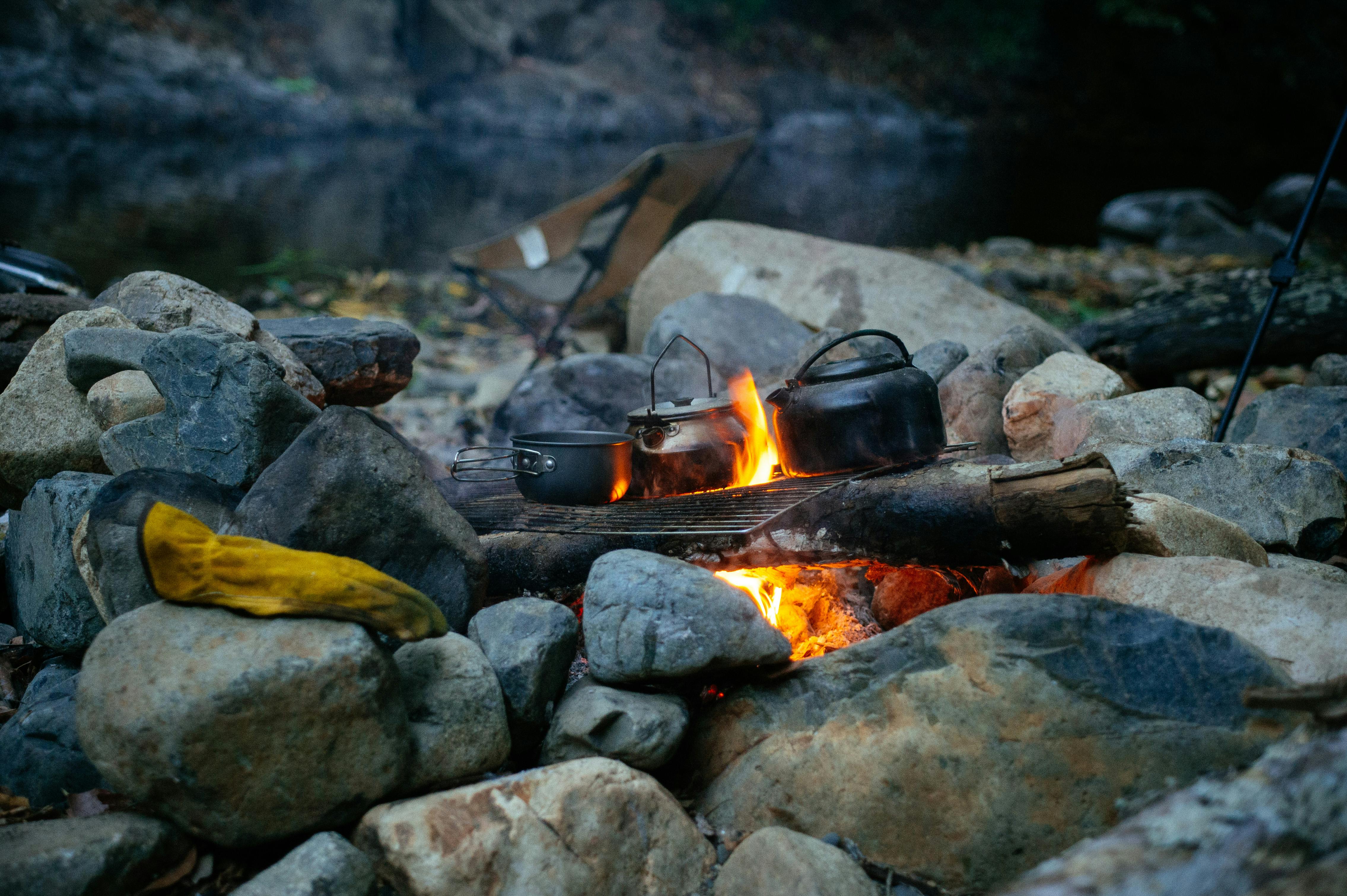 Close-up of Cauldron Boiling on Campfire · Free Stock Photo