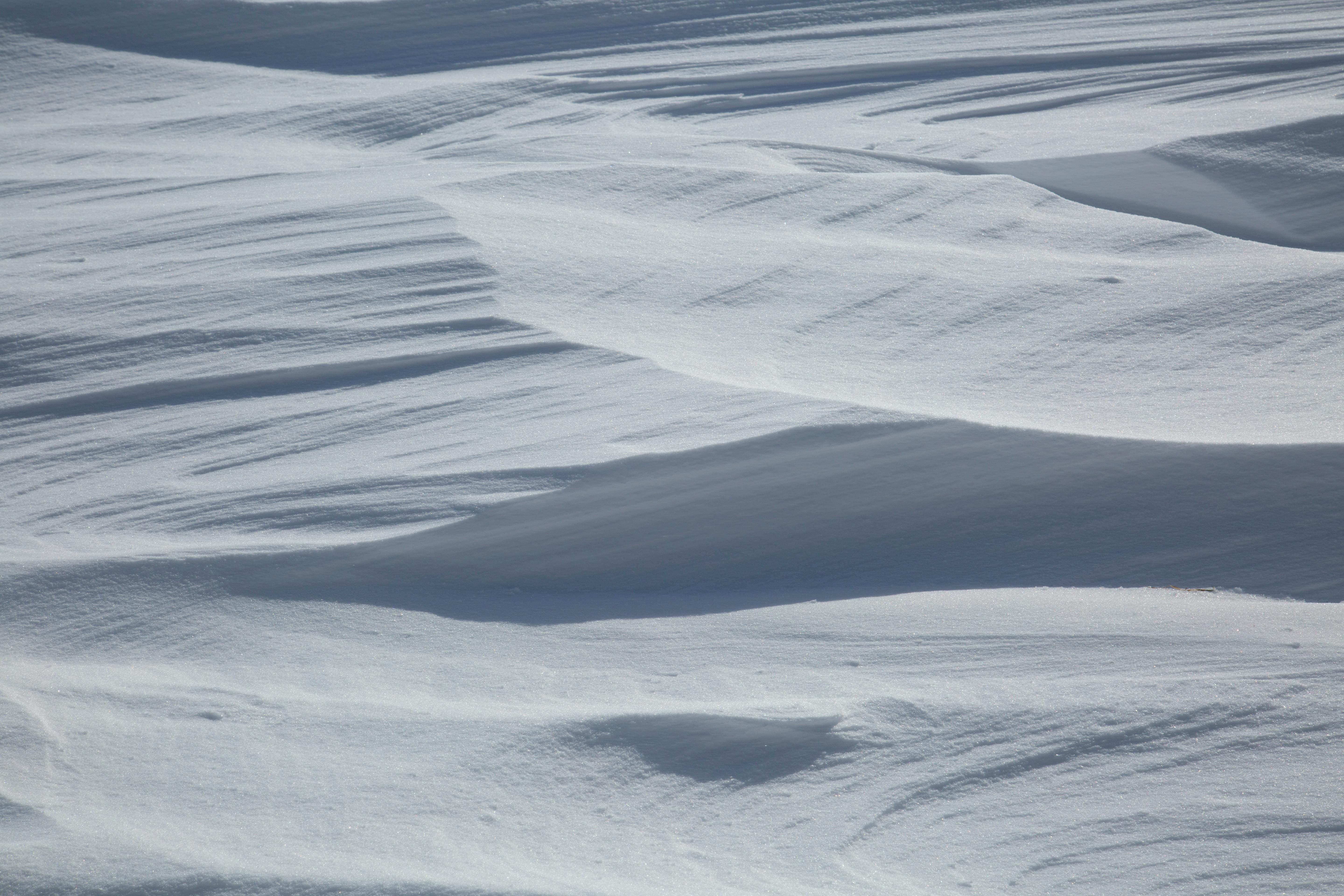 Fresh White Wintery Wind Blown Snow Drifts With Highlights, Shadows ...