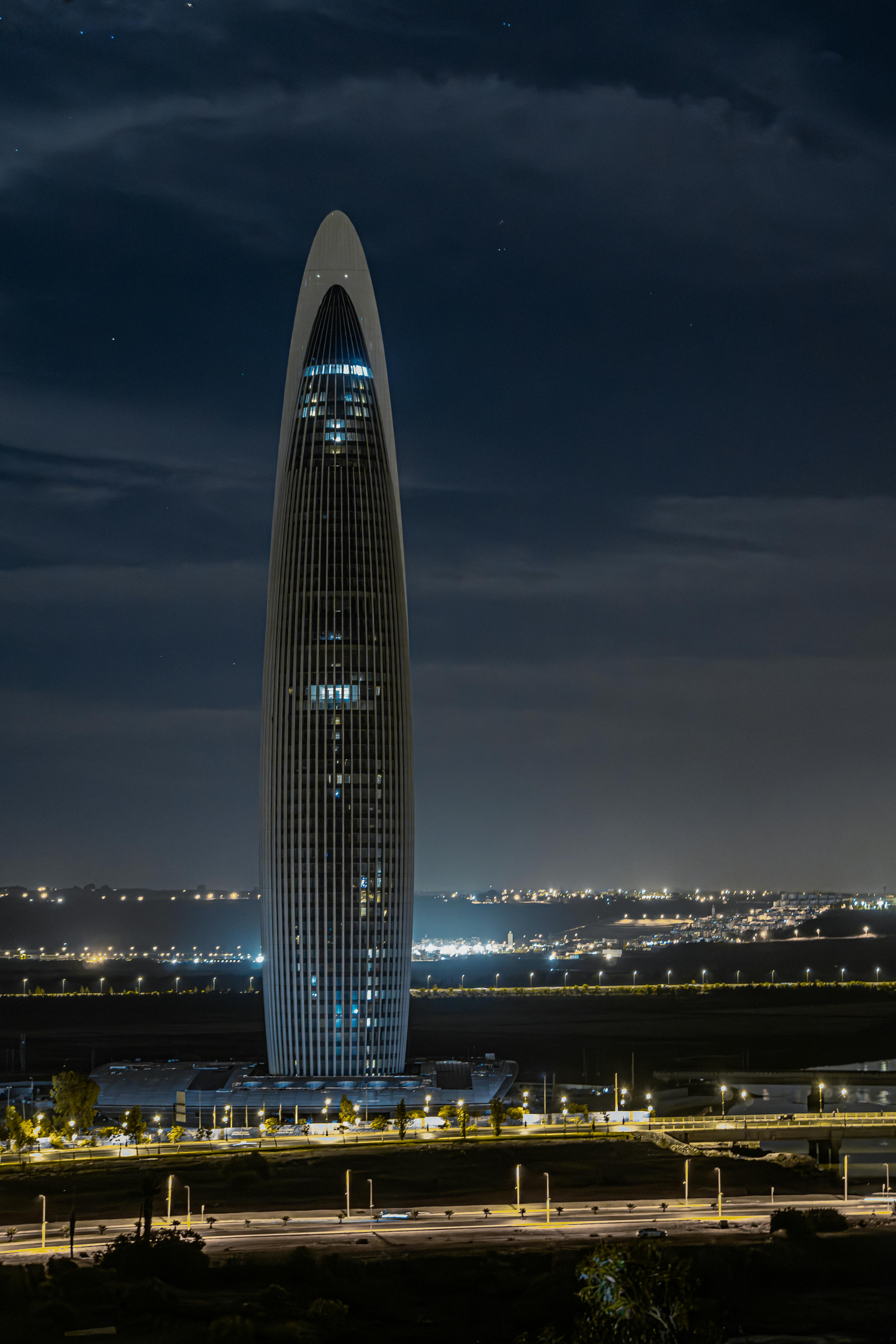 The Mohammed VI Tower Illuminated at Night in Rabat, Morocco · Free ...