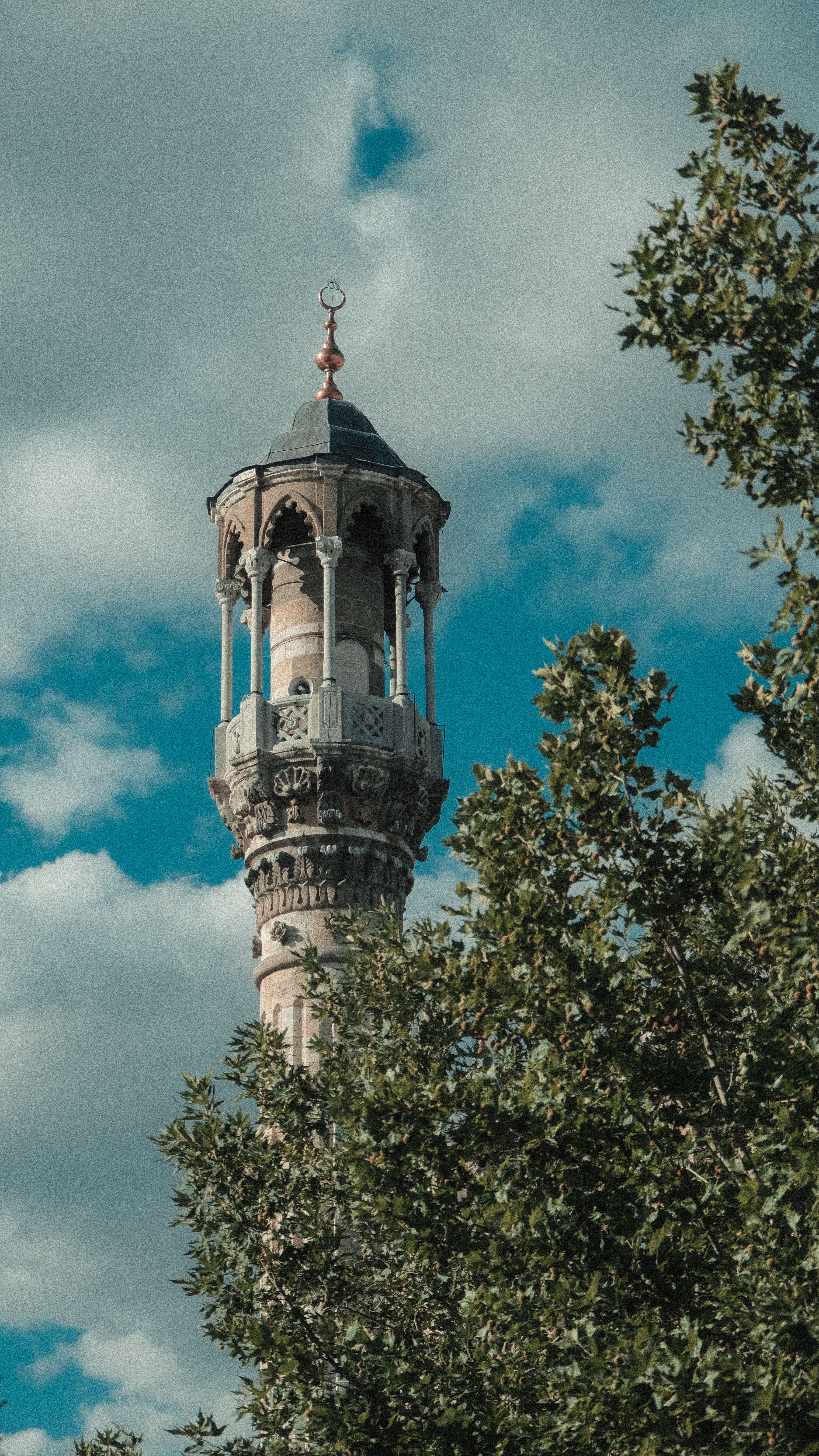 Minaret Tower of Azizia Mosque in Konya in Turkey behind Tree · Free ...