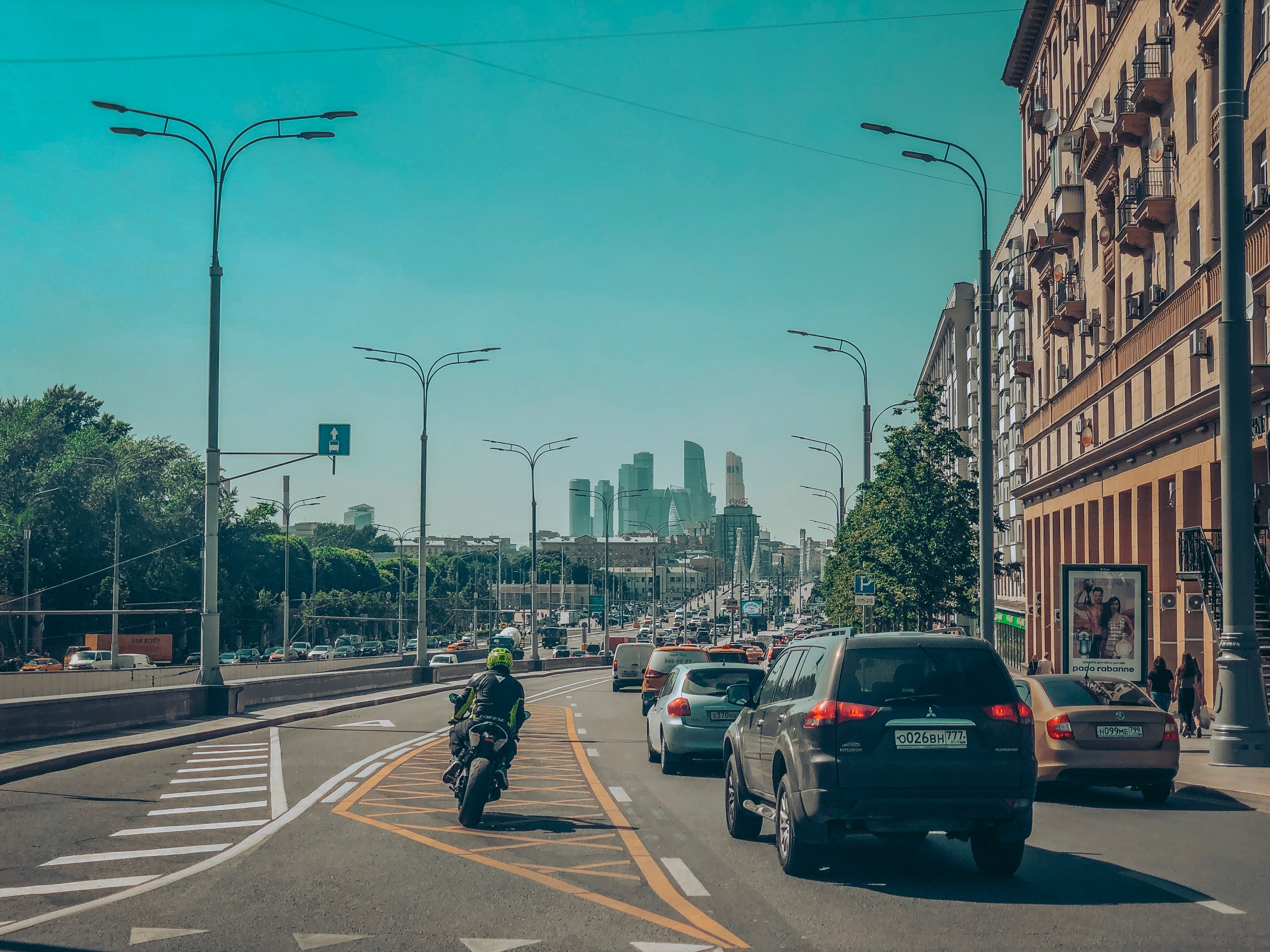 View of a Busy Street with the Moscow Downtown in the Distance · Free ...