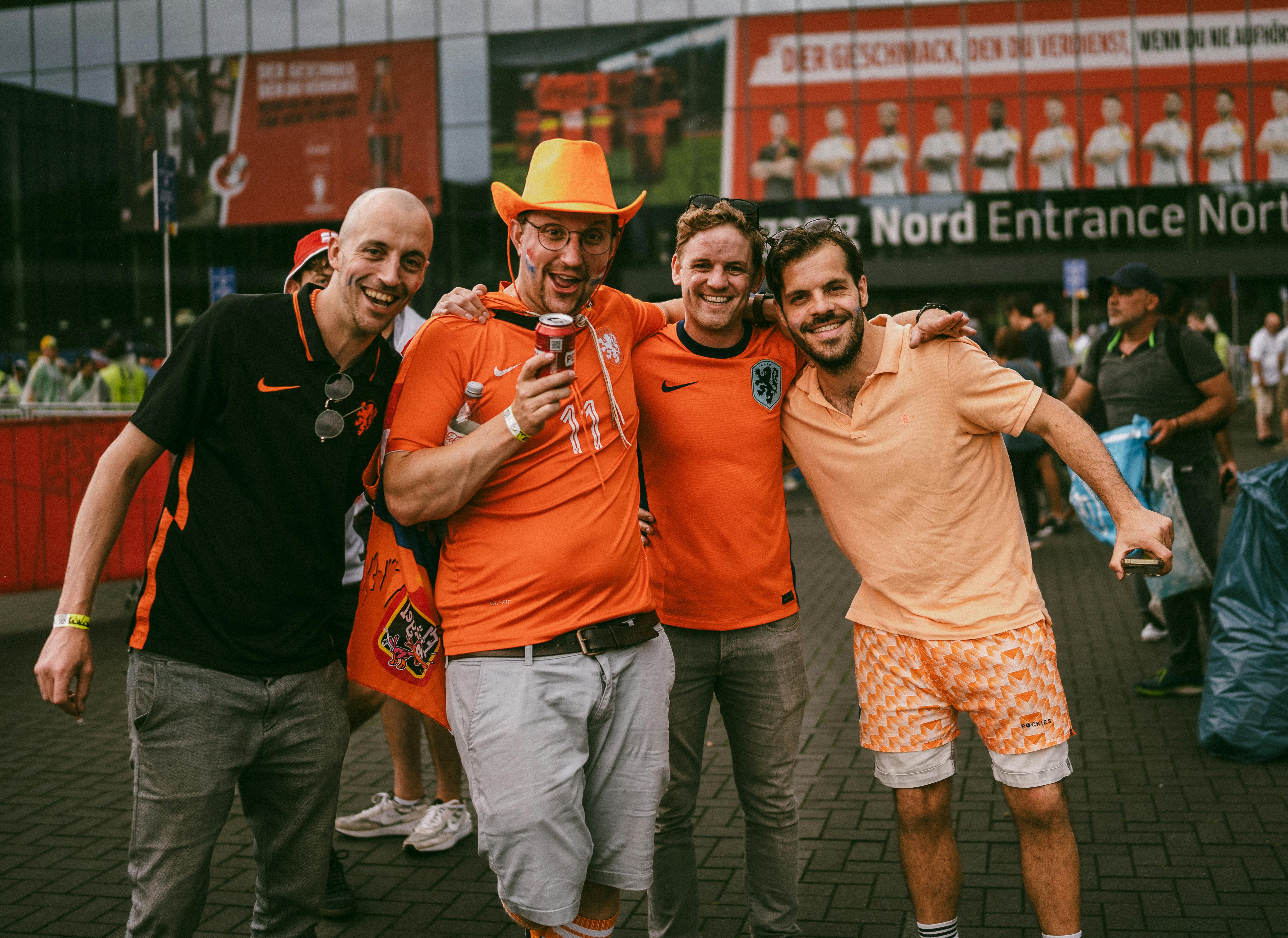 Group of Dutch Football Fans in Front of the BVB Stadion Dortmund ...