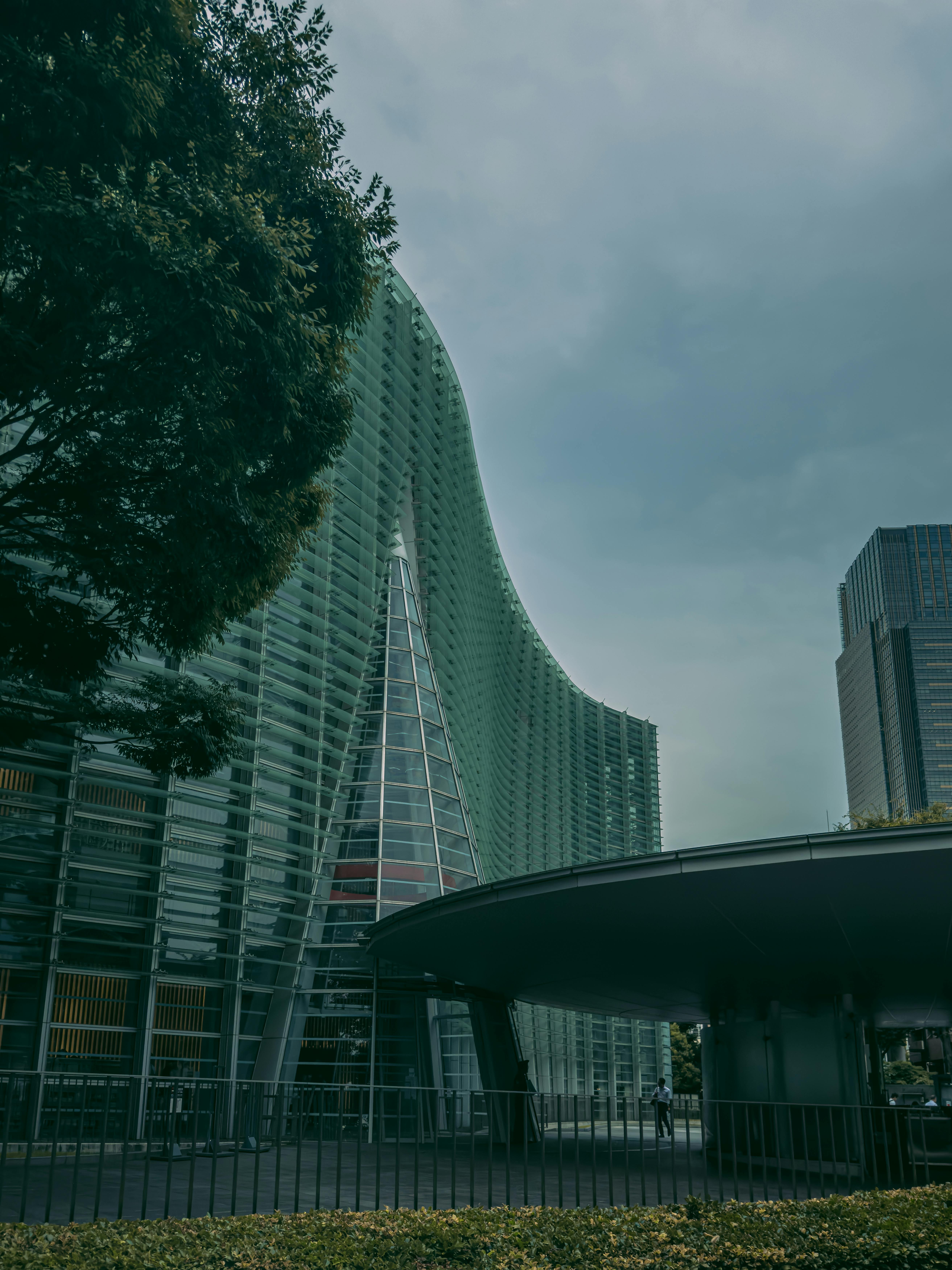 Facade of Long Modern Glass Building with Flaps of The National Art ...