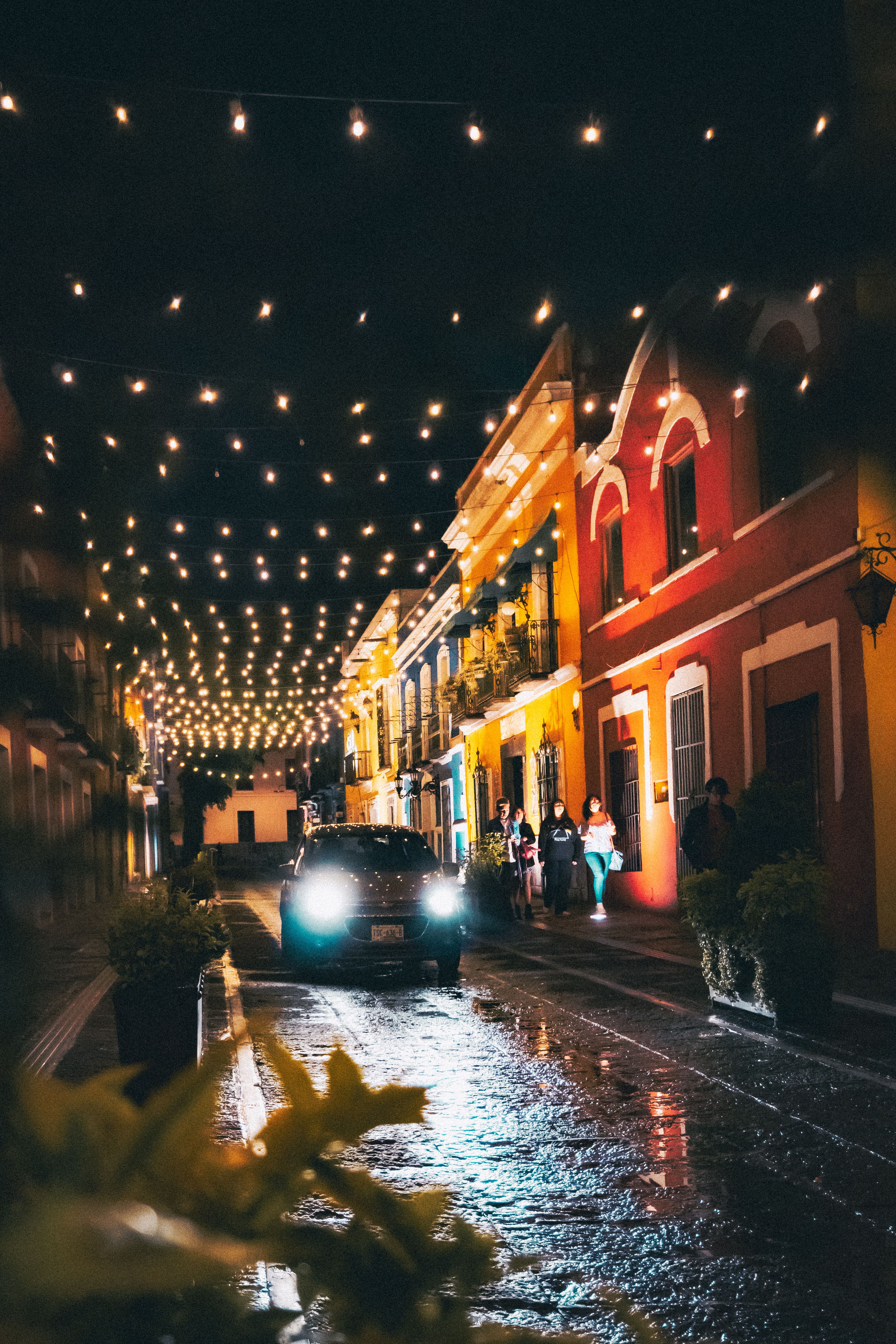Lights on Street in Town at Night · Free Stock Photo