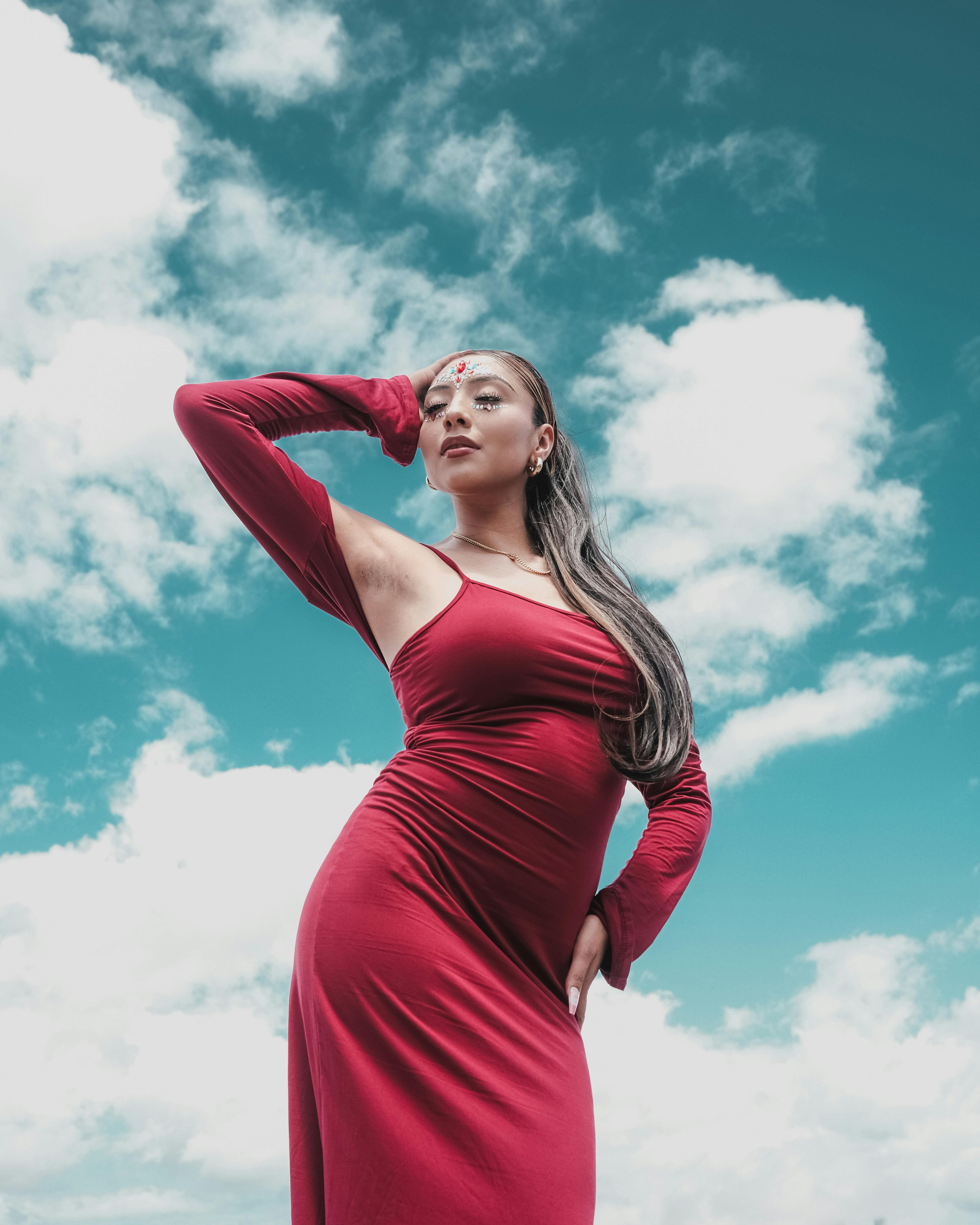 Woman Standing in Red Dress · Free Stock Photo