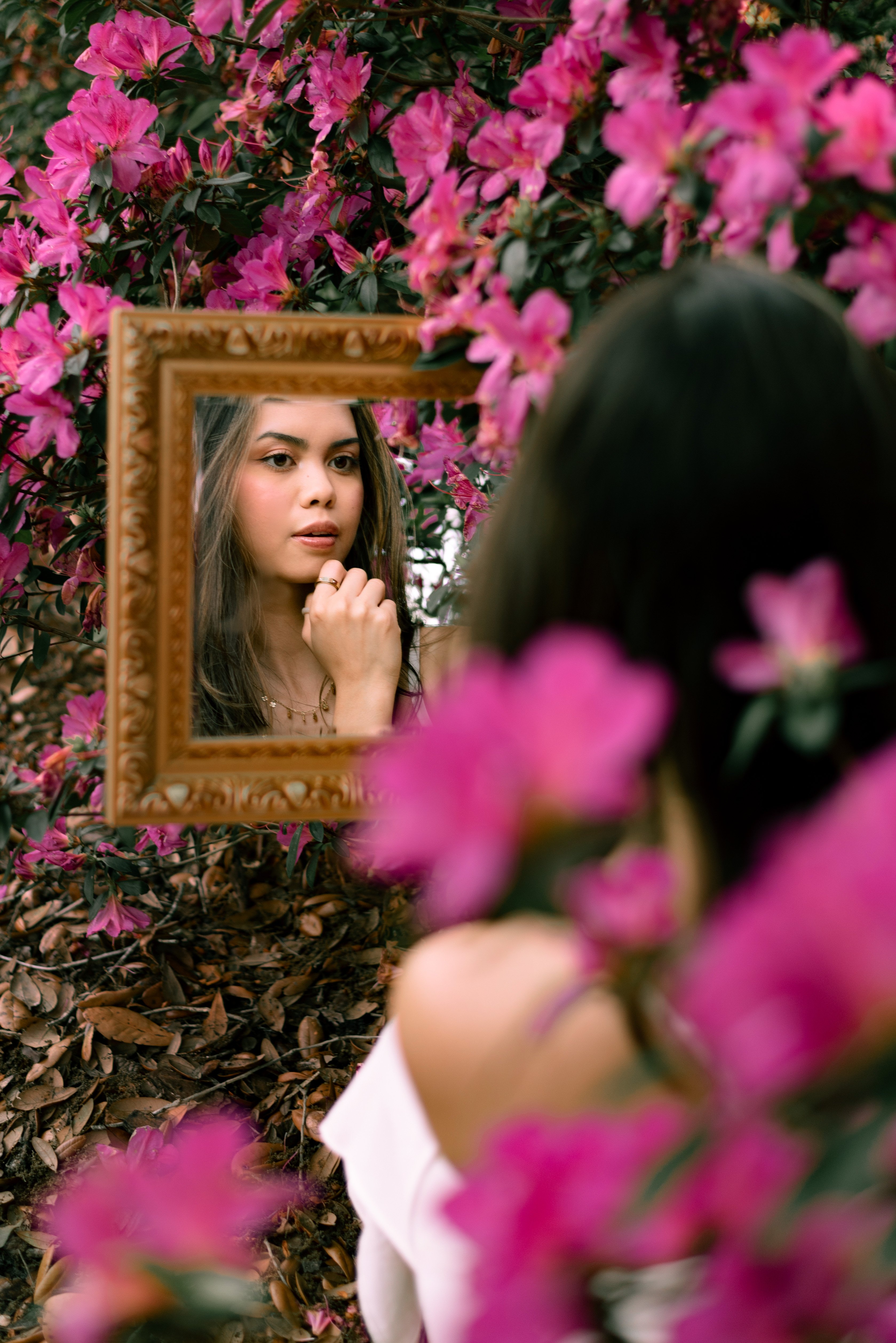 Reflection of Woman Looking at Mirror · Free Stock Photo