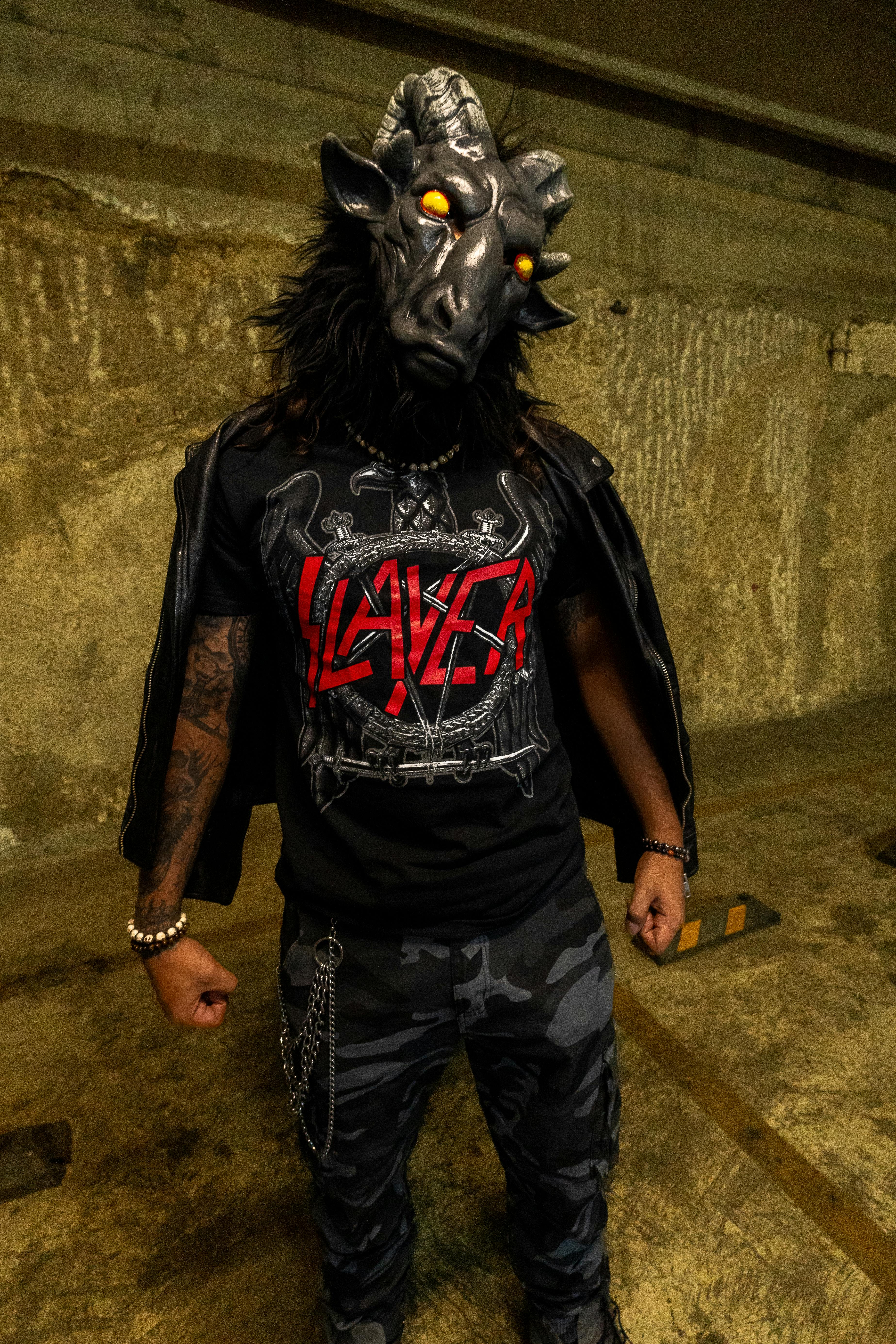 Metalhead Wearing a Goat Mask · Free Stock Photo