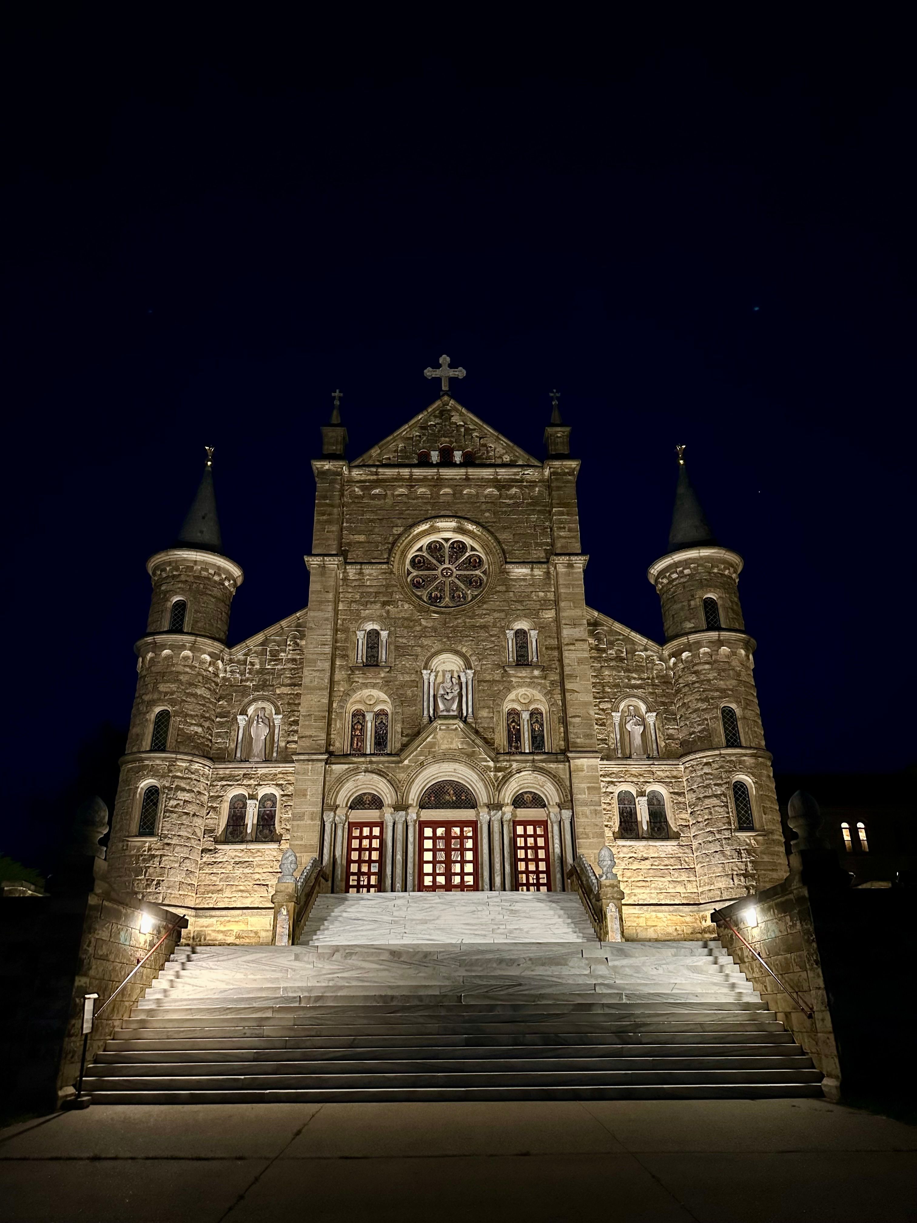 Illuminated Facade of Saint Meinrad Seminary and School of Theology ...
