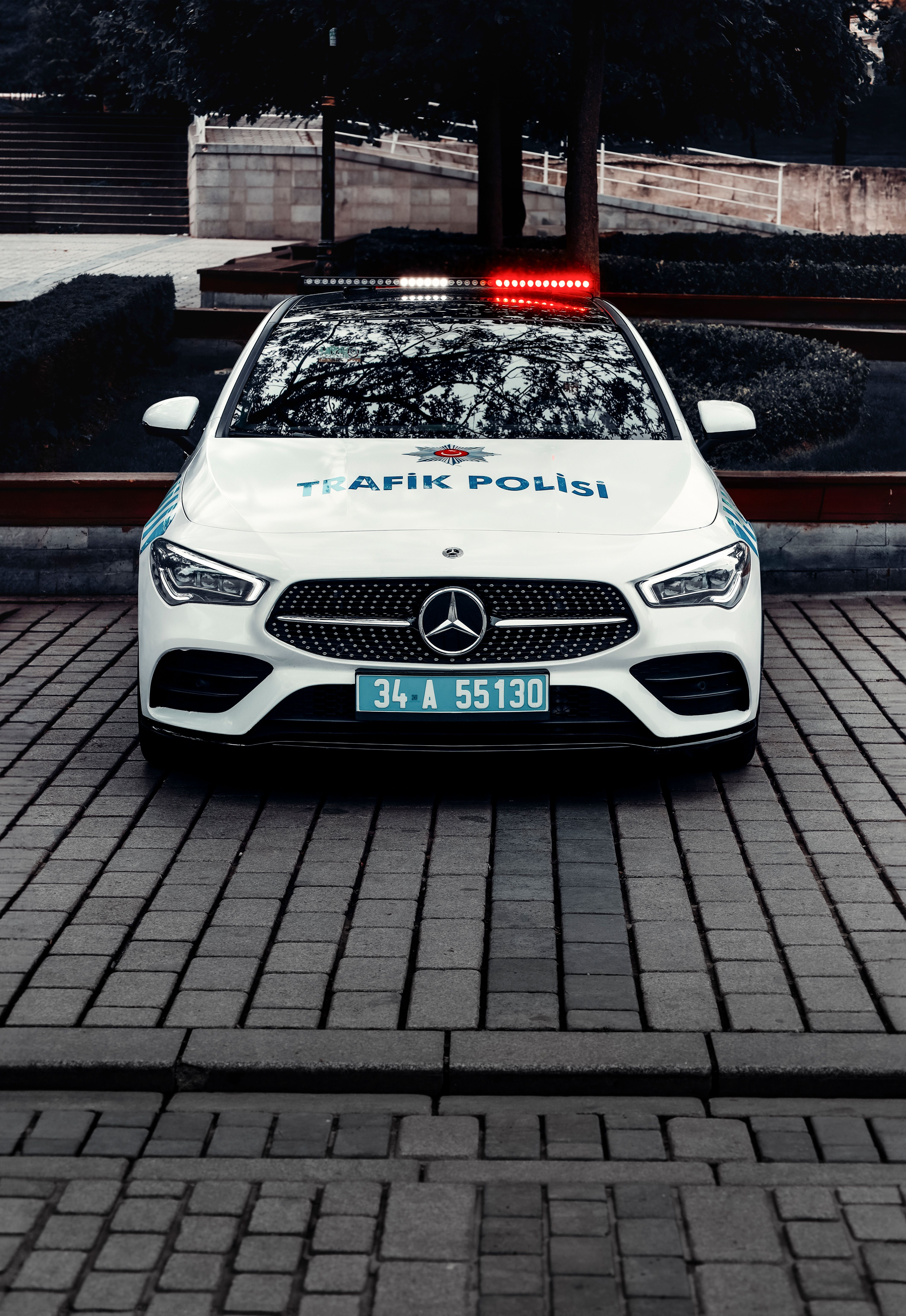 Front View of Turkish Police Car on Urban Street · Free Stock Photo