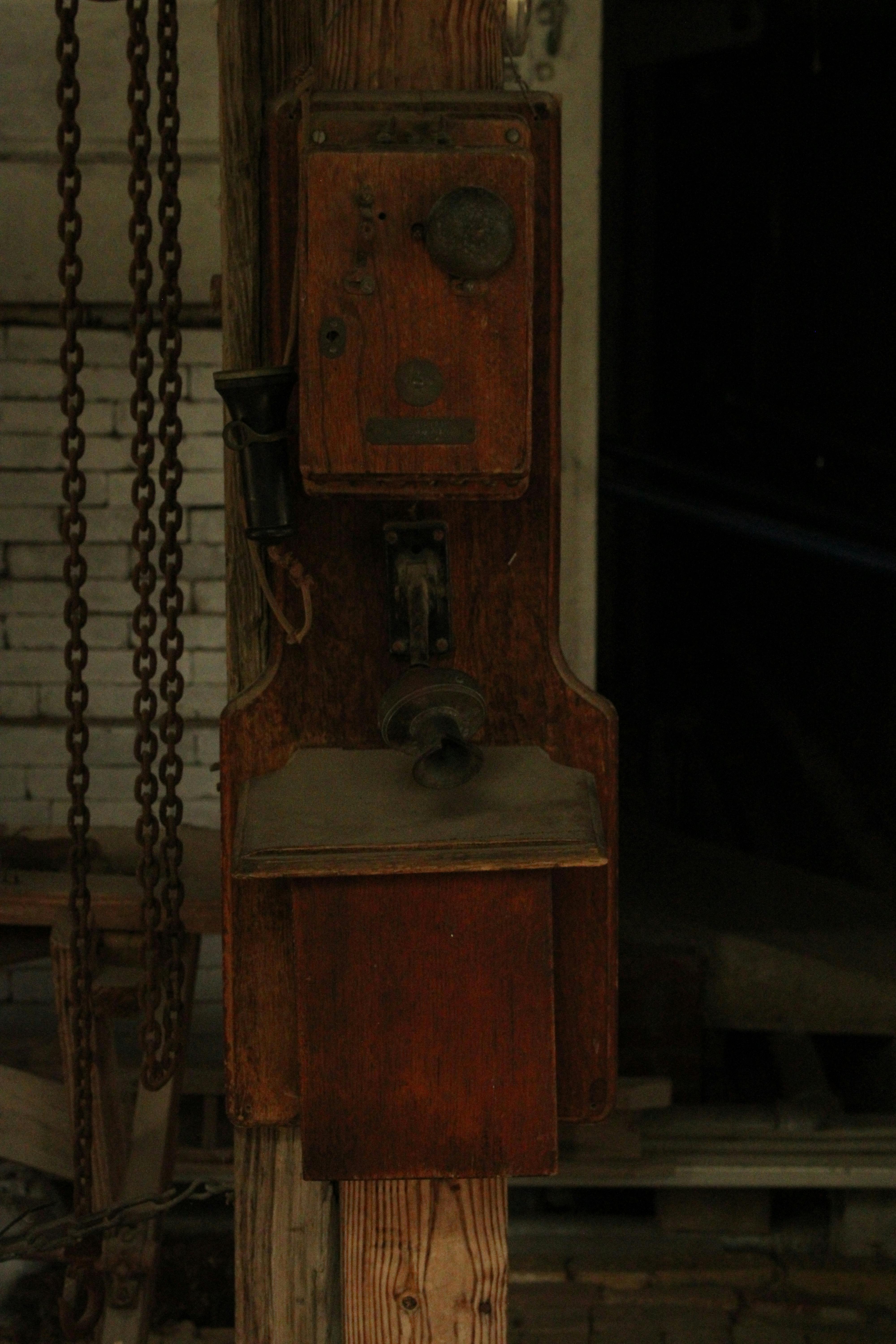 Vintage, Wooden Telephone Box on Wall · Free Stock Photo