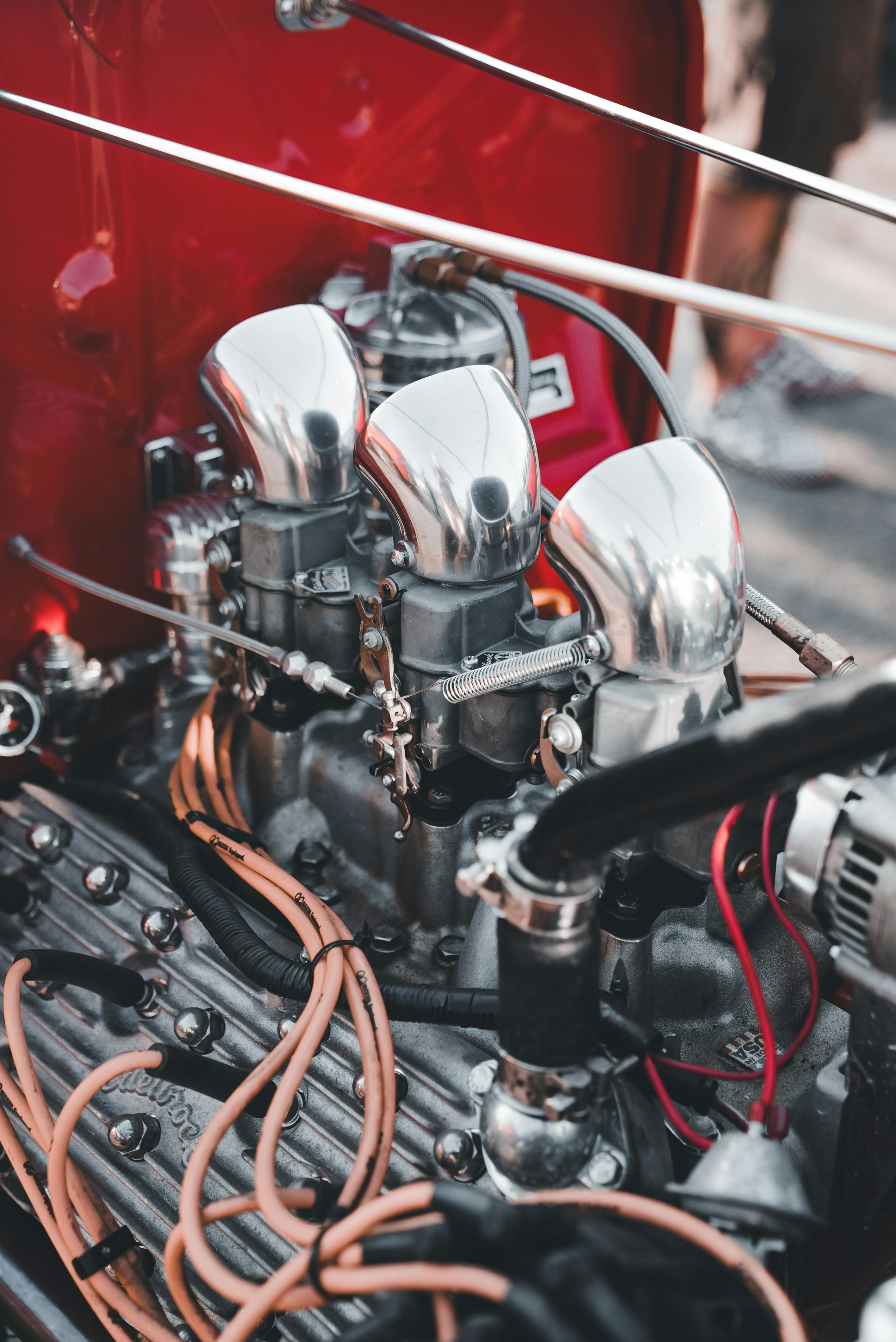 Engine in a Vintage Car · Free Stock Photo