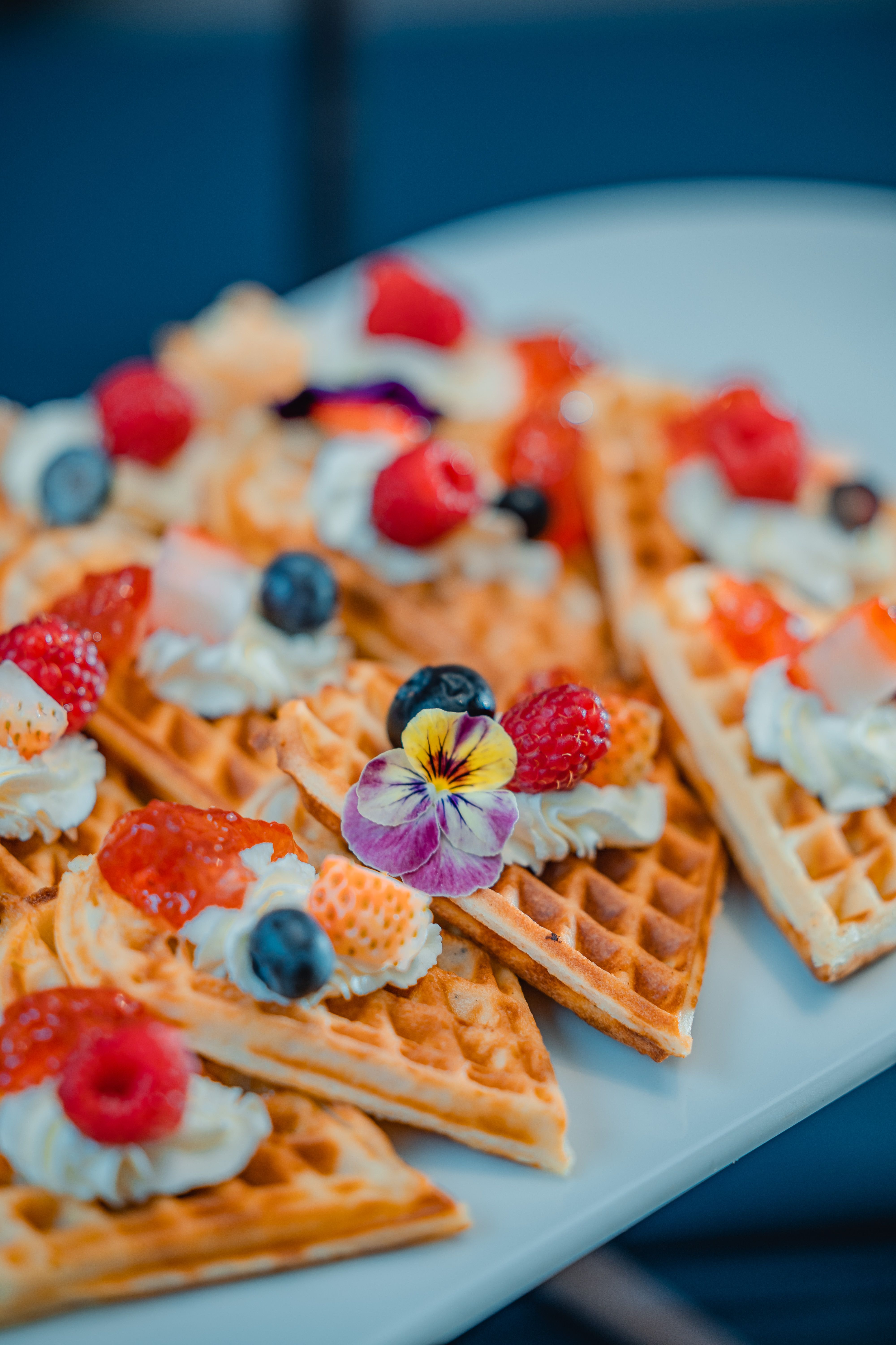 Waffles Served with Cream · Free Stock Photo