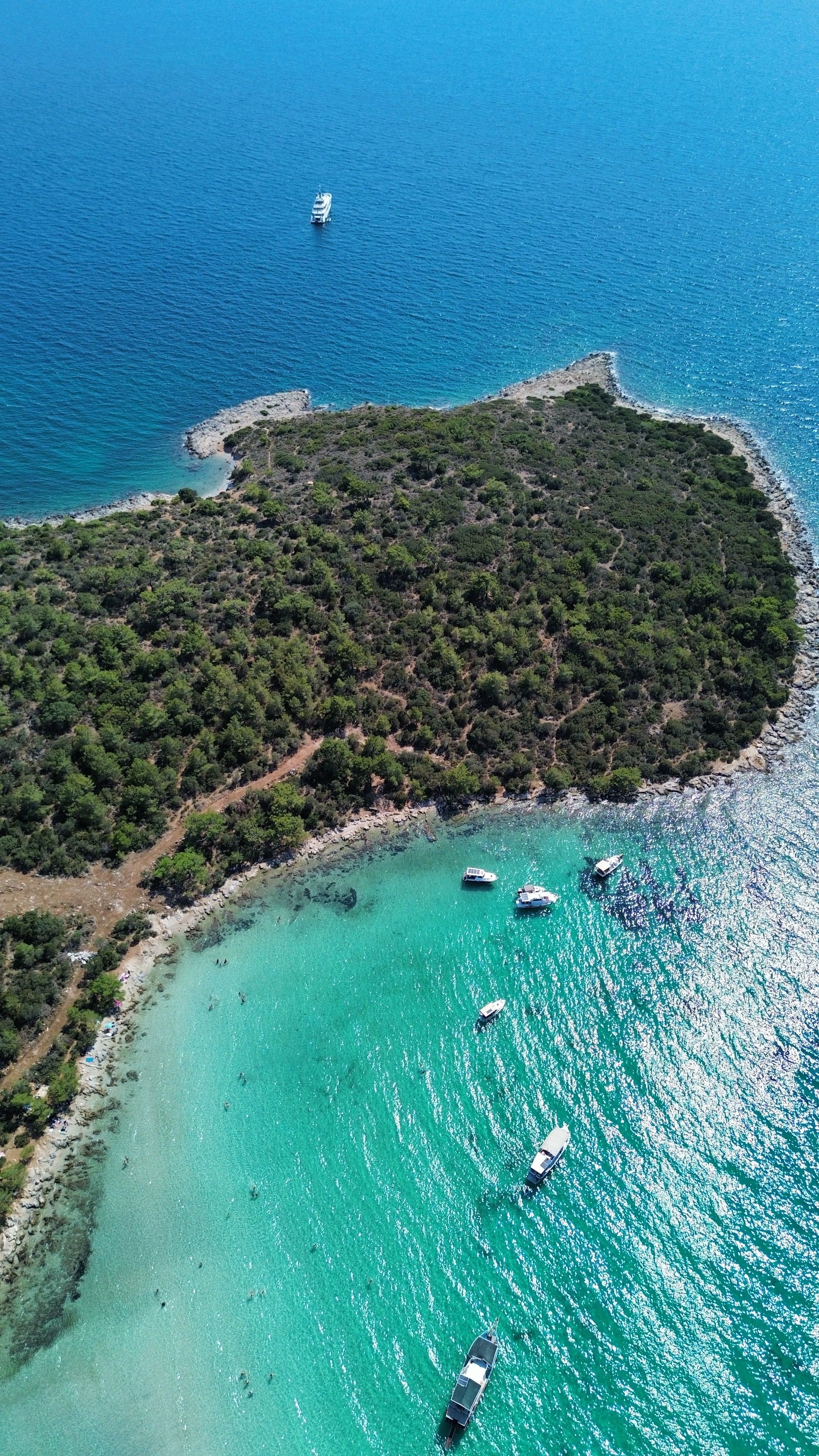 Aerial View of Peninsula Surrounded by Turquoise Sea · Free Stock Photo