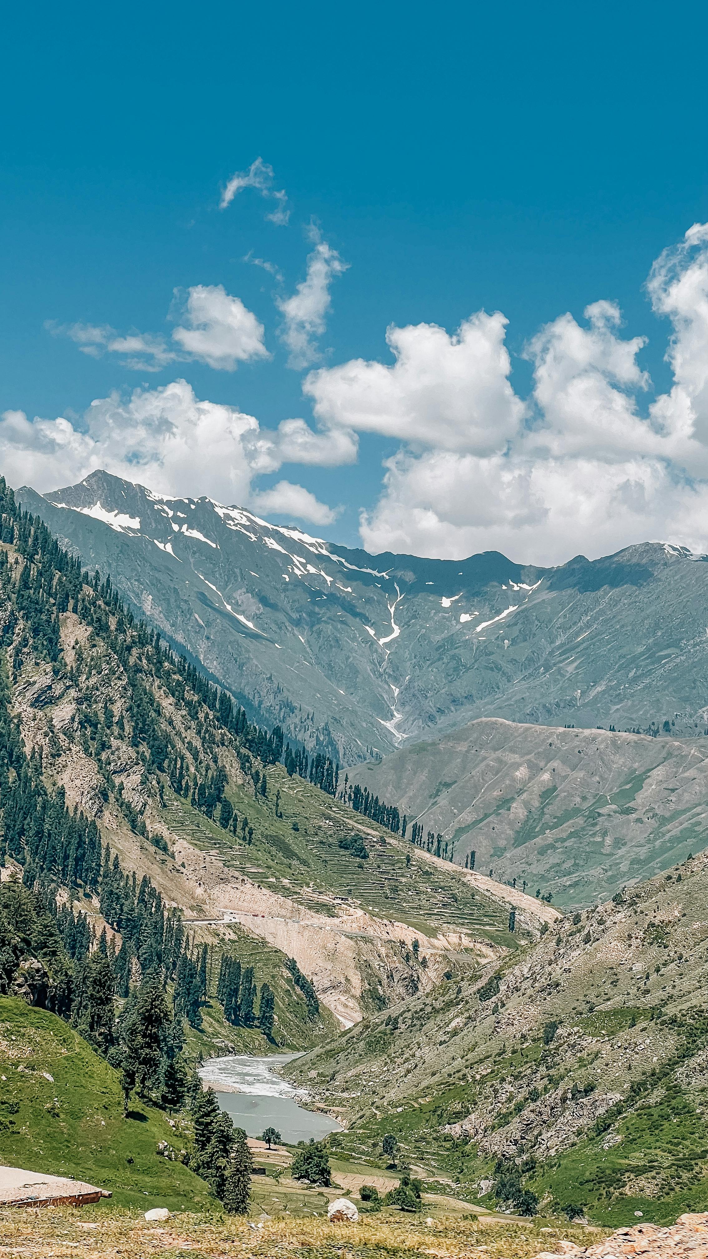 A view of a valley with mountains and trees · Free Stock Photo