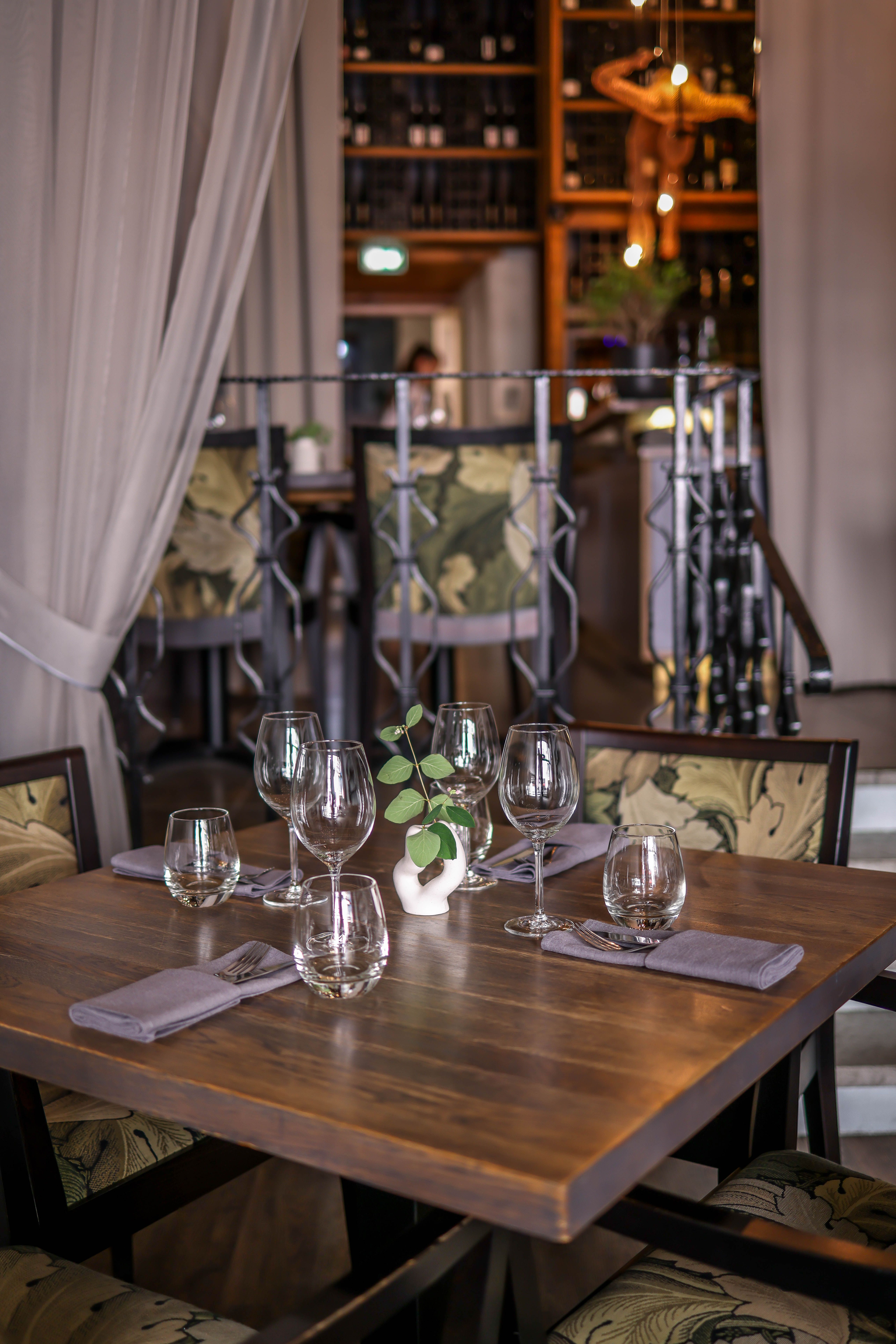 Interior of stylish cafe with elegant furniture and creative decor ...