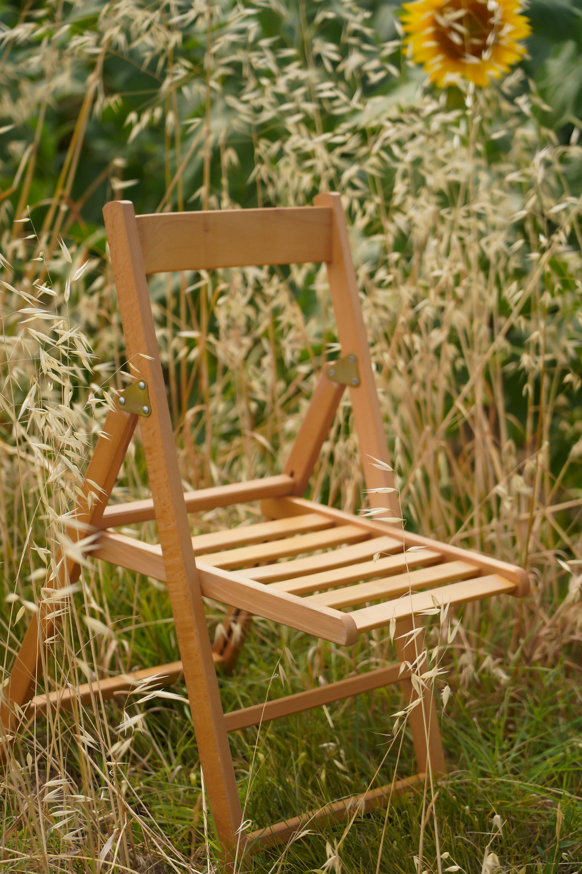 Wooden Folding Chair on Grass · Free Stock Photo