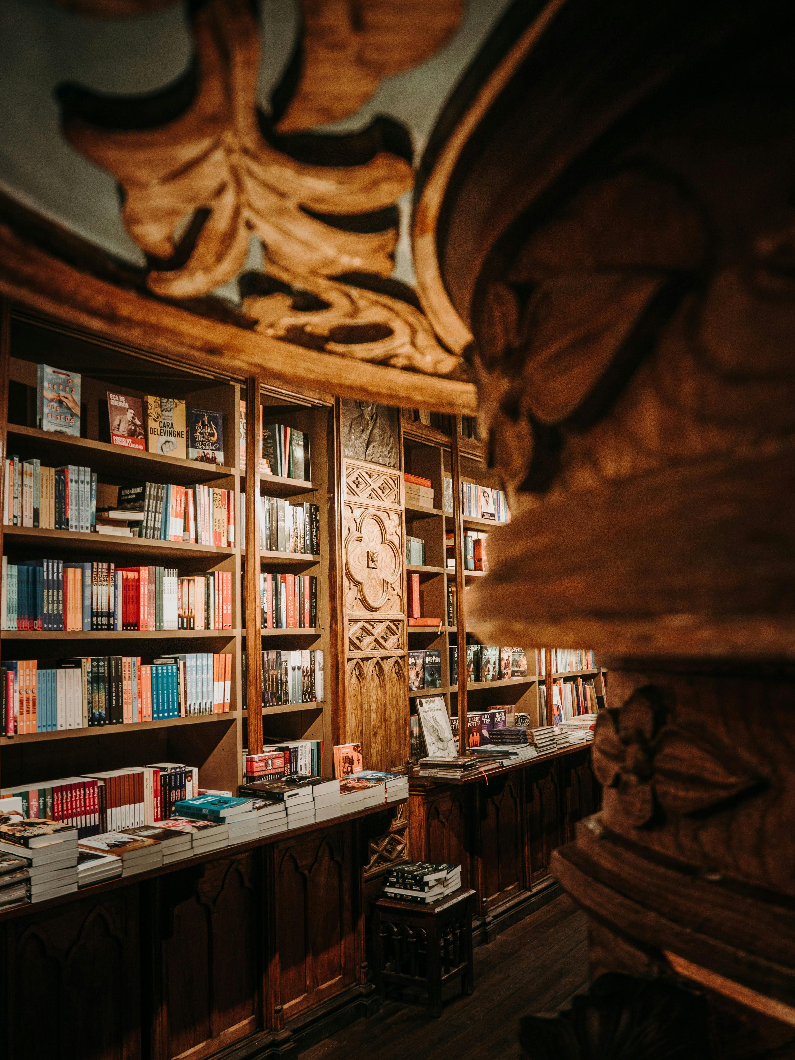 Top View of Library With Red Stairs · Free Stock Photo