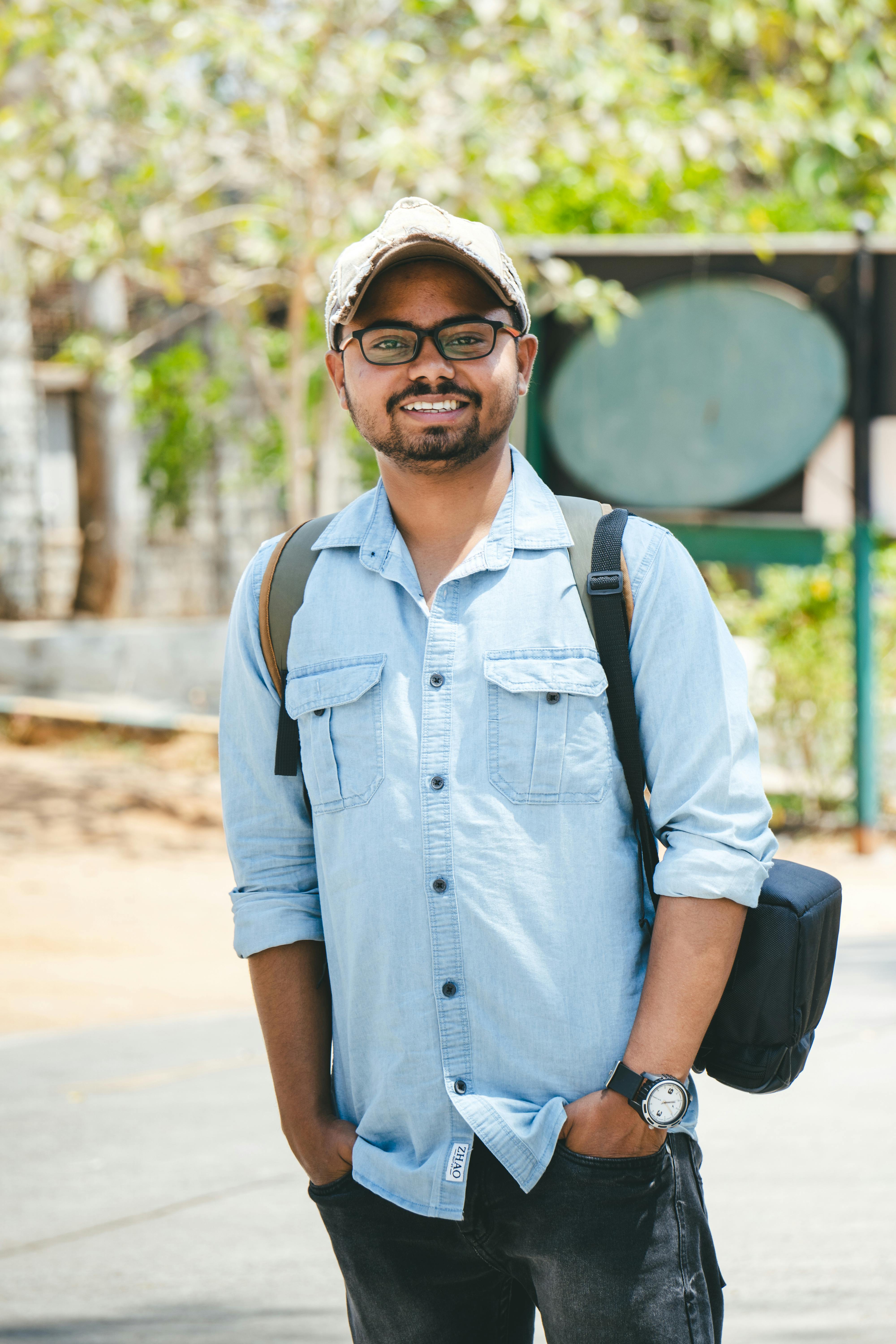 Portrait of Man Wearing Blue Shirt · Free Stock Photo