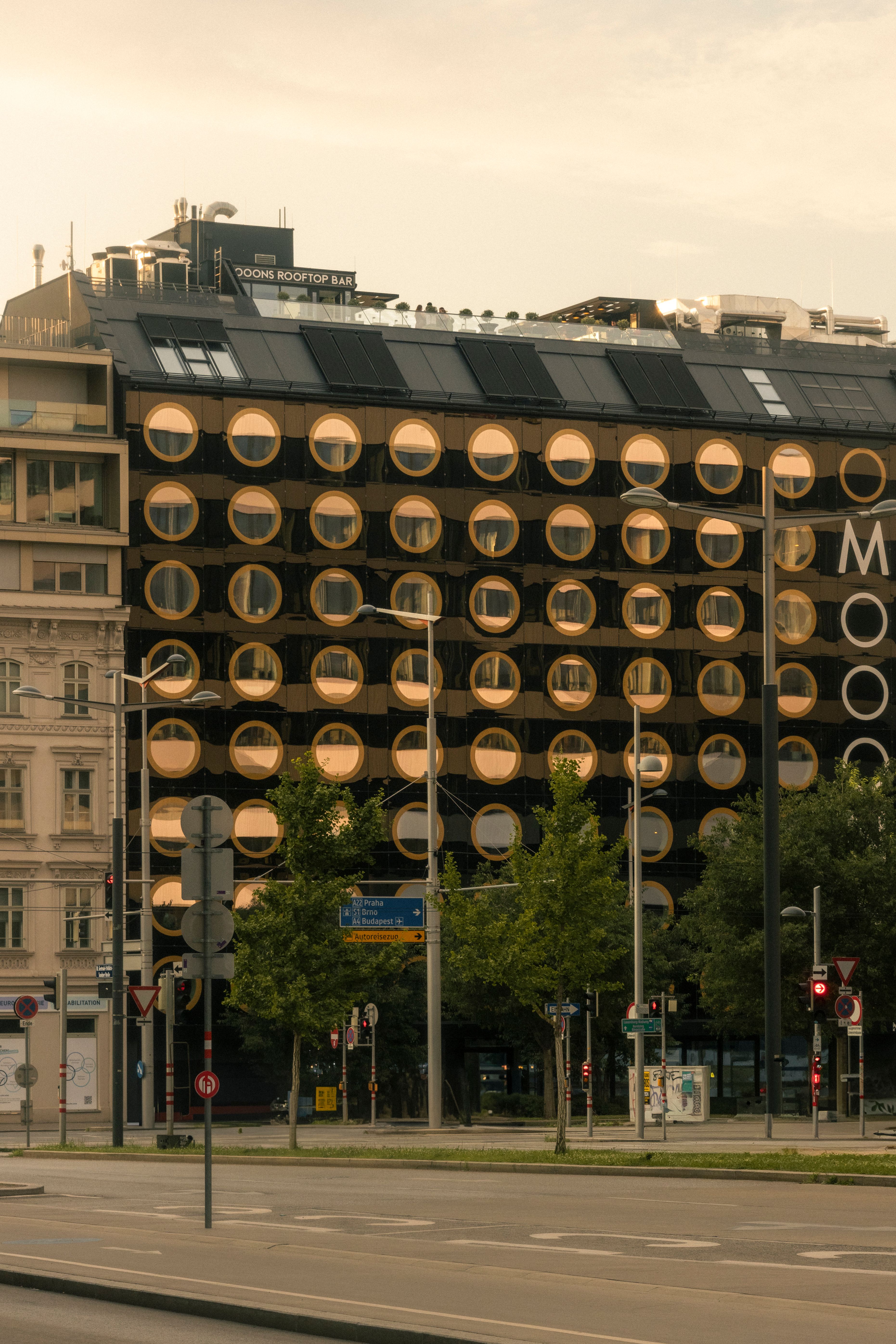 Facade of the MOOONS Hotel in Vienna, Austria · Free Stock Photo