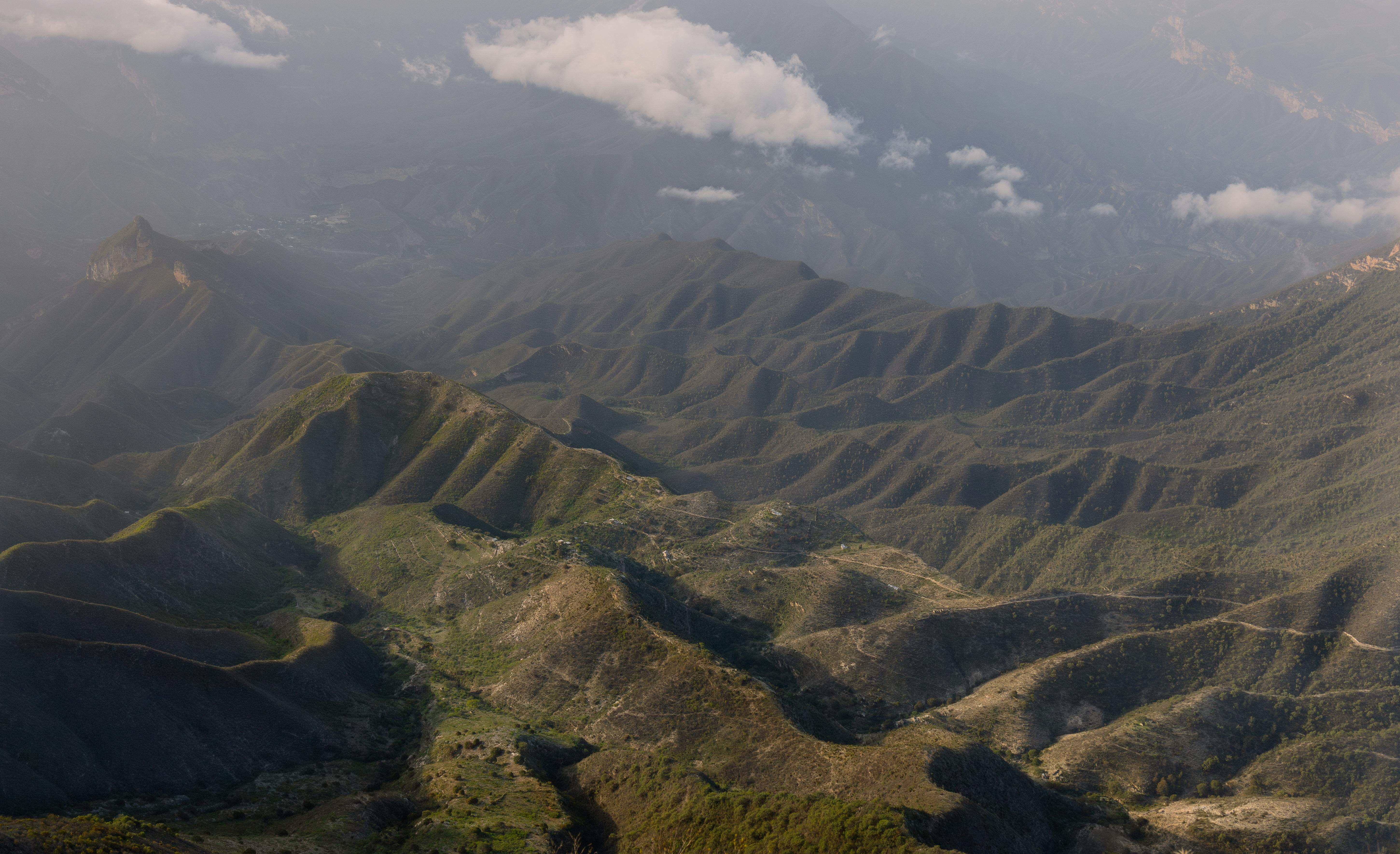 Aerial view of the mountains and valleys of the mexican state of mexico ...