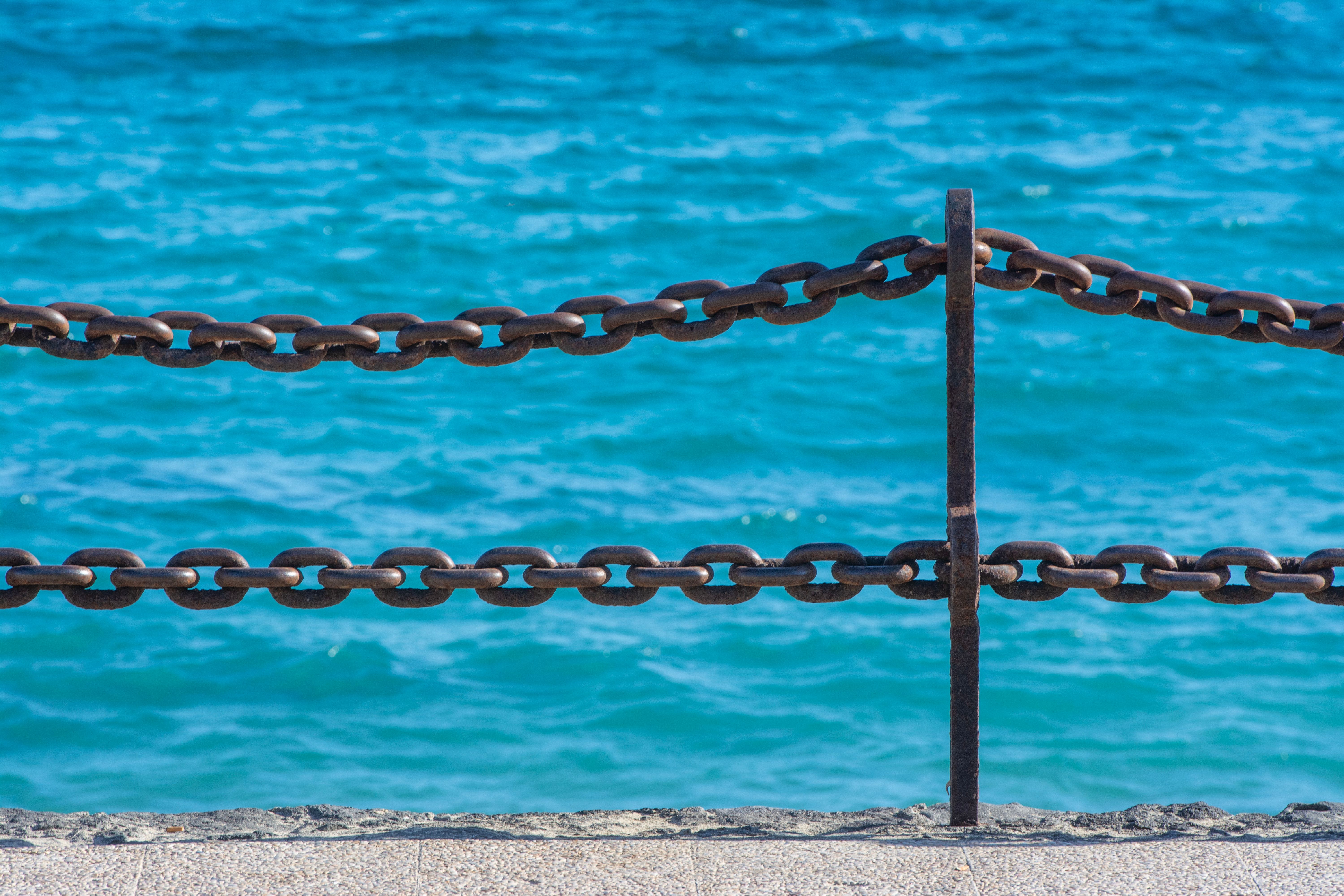 Chains Railing on Seashore · Free Stock Photo